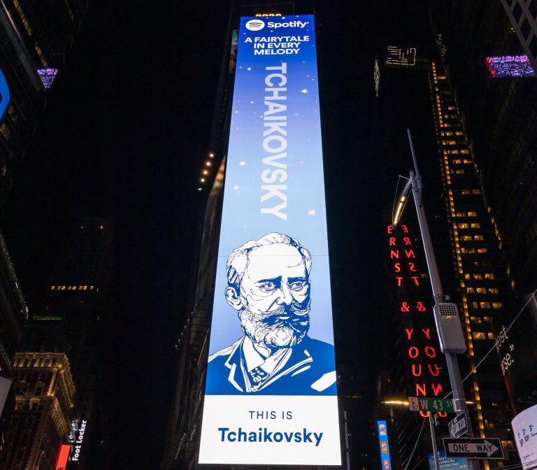 Tchaikovsky on Times Square. He is the most popular russian artist outside of Russia in 2020 ...