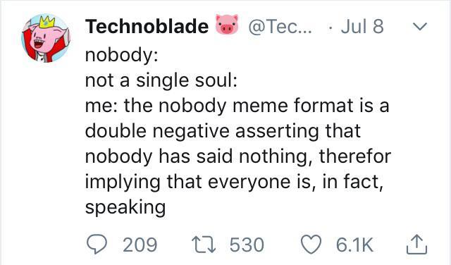 Technoblade, a true intellectual. | Scrolller
