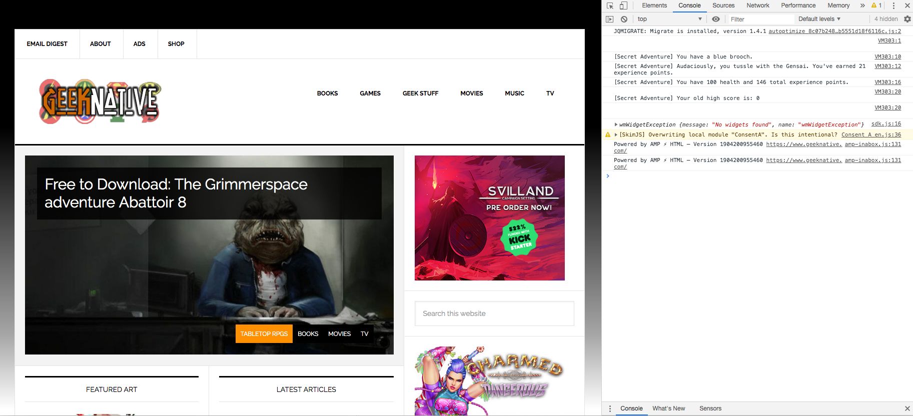 Text adventure hidden in this gaming blog's console | Scrolller