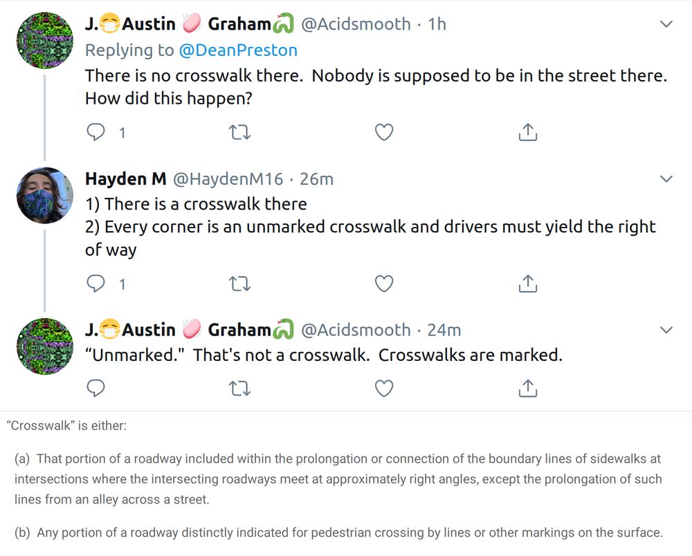 That's not a crosswalk. Crosswalks are marked. | Scrolller