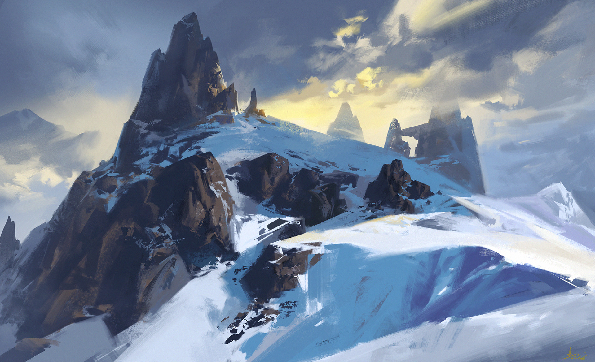 The Bare Peaks (Practice and Painting process) by ling xiang | Scrolller