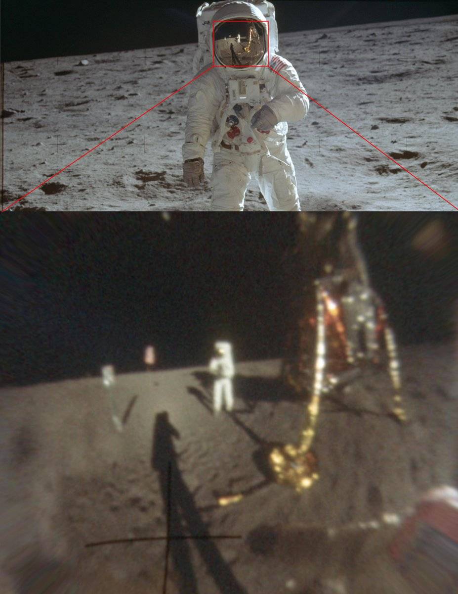 The clearest photo of Neil Armstrong walking on the moon...enhanced ...