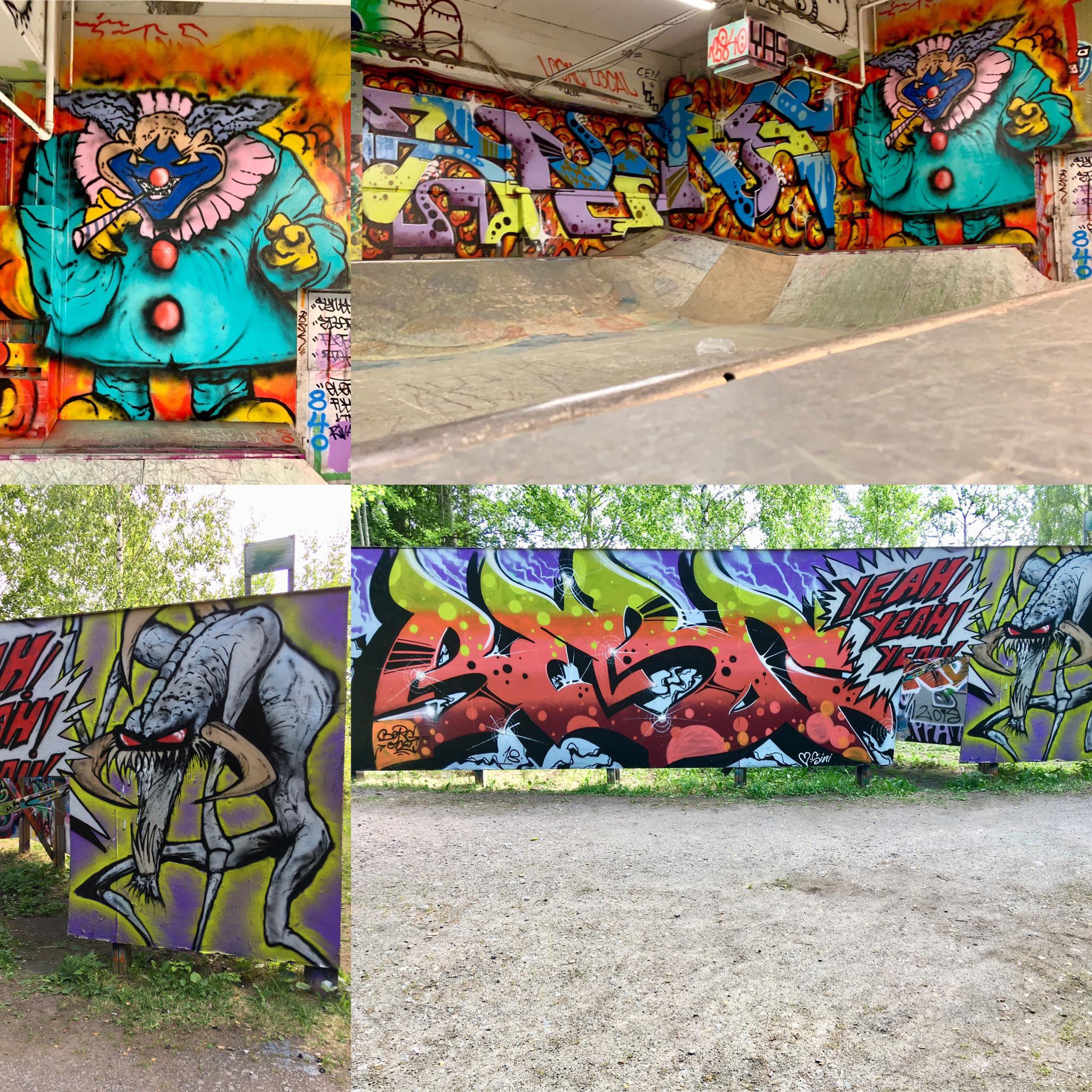 The clown and Violator next to graffiti pieces | Scrolller