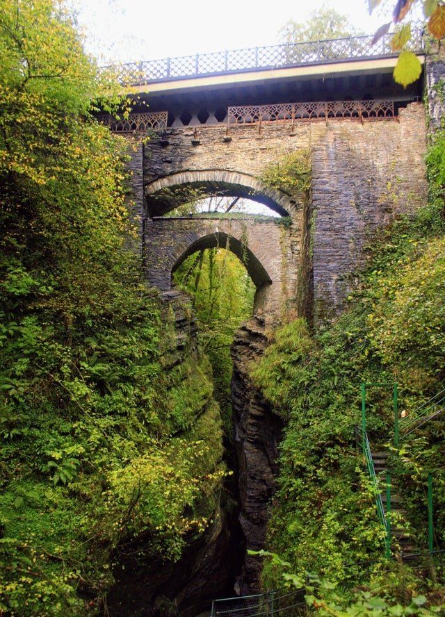 The Devil's Bridge in Ceredigion, Wales, is made up of three generations of bridges. | Scrolller