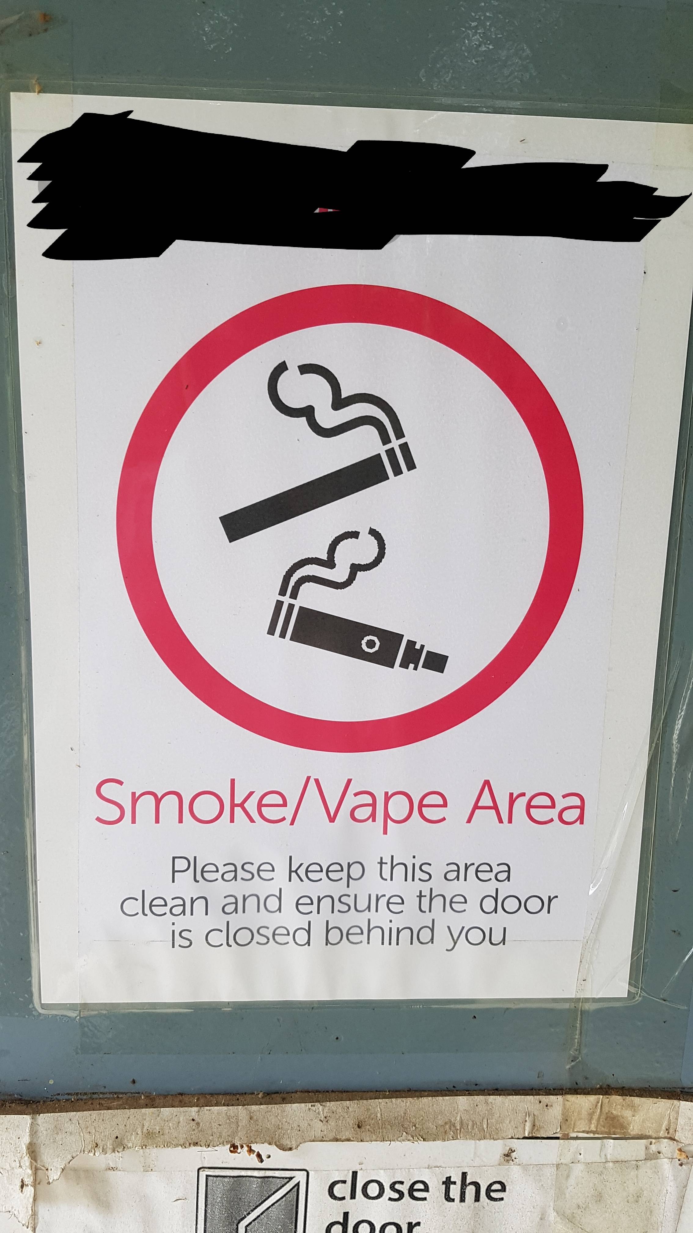 The e-cig on smoking sign is vaping from the wrong end... | Scrolller