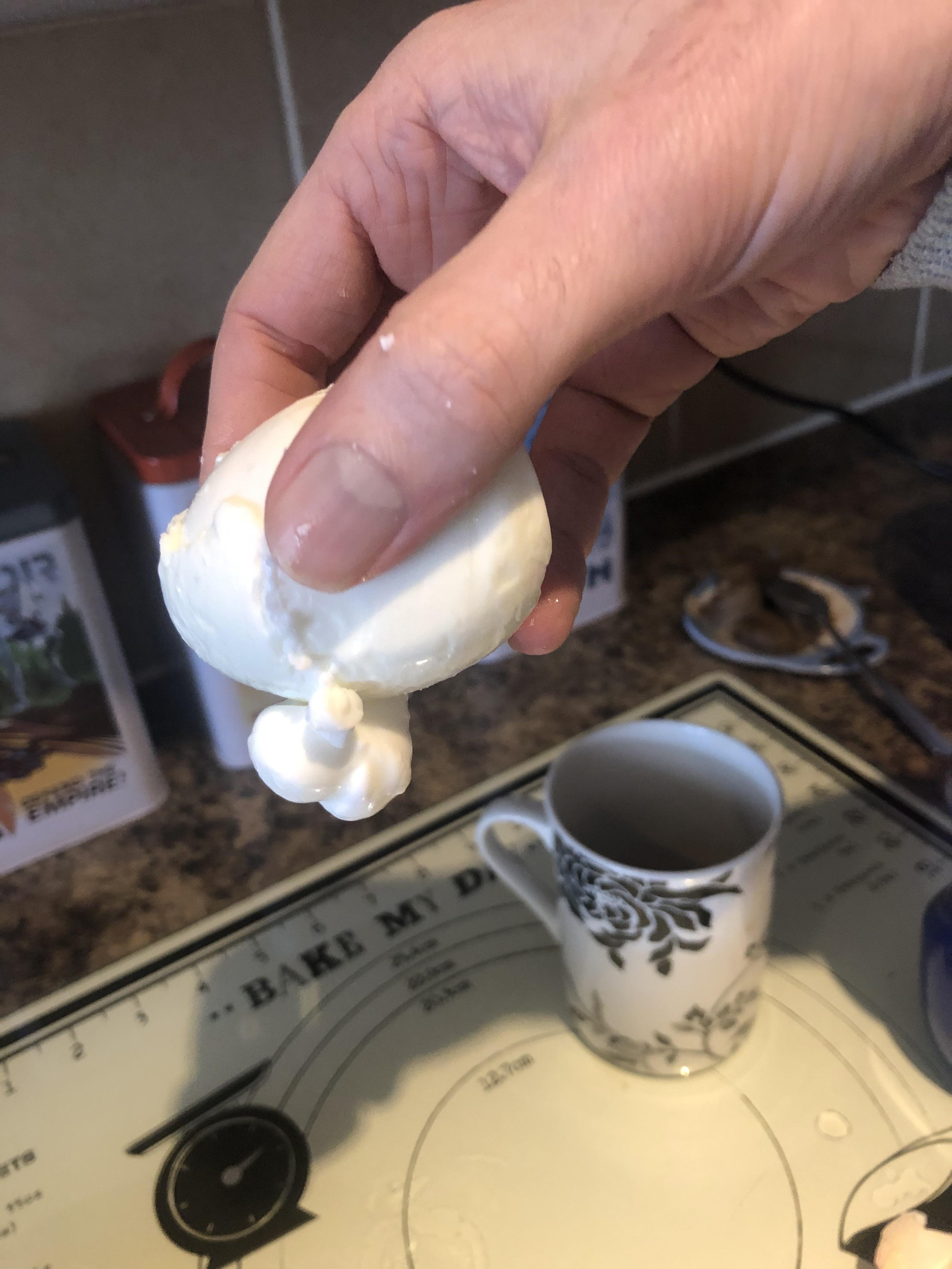 The egg cracked while boiling and this happened. | Scrolller