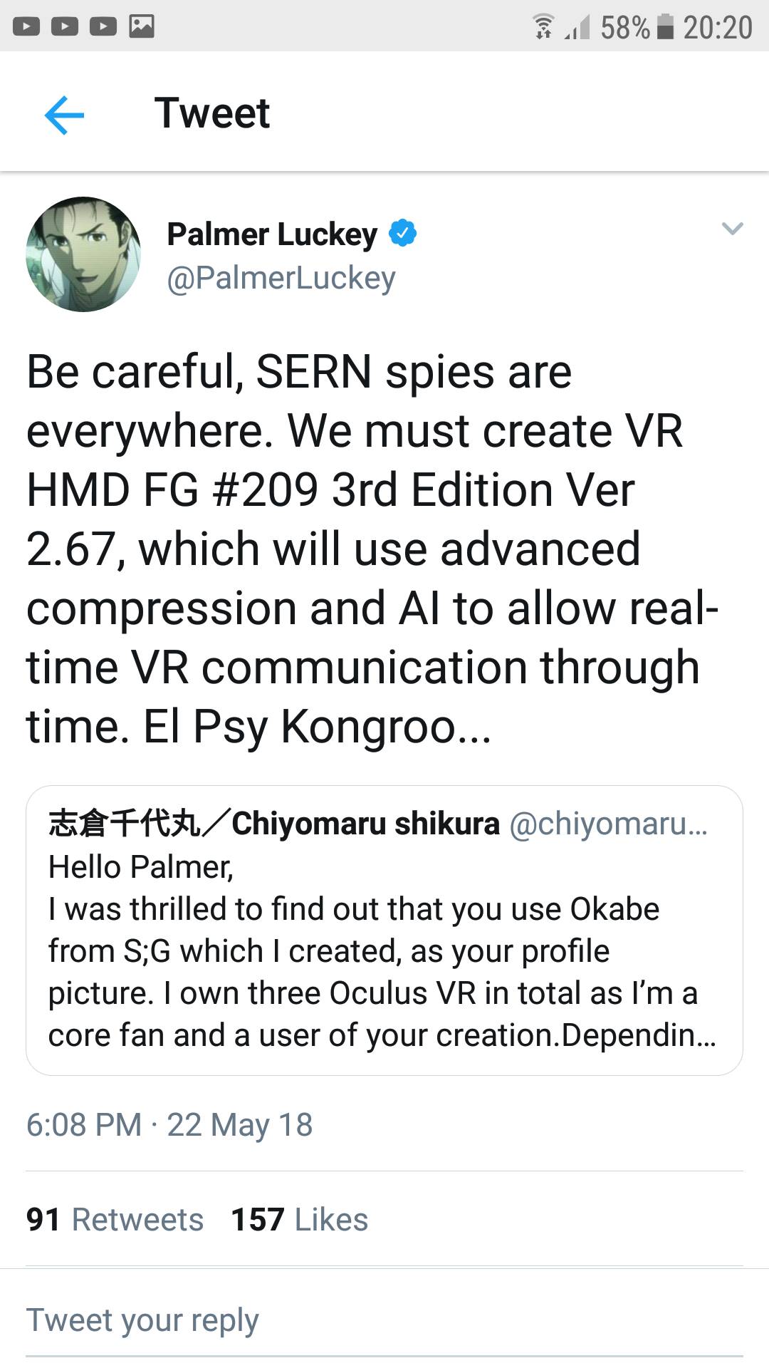 Creator of Oculus is a hardcore Steins;Gate fan nani?? | Scrolller