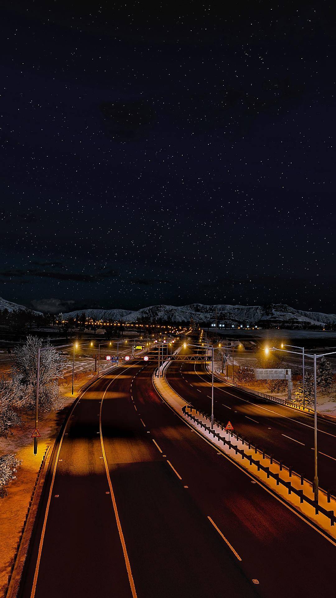 The frosty motorway on a cold chilly night | Scrolller