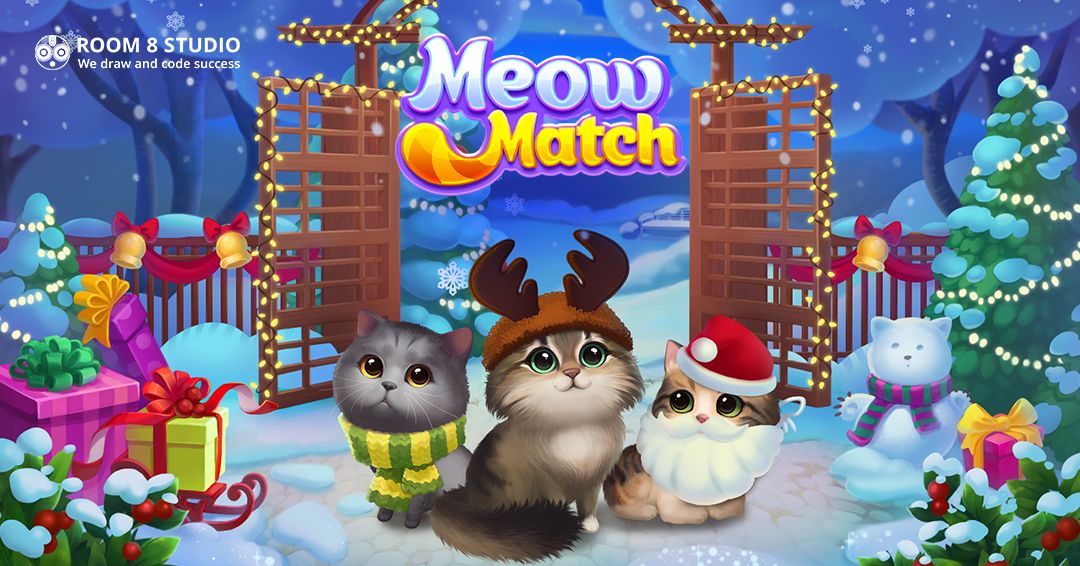 The Holiday Splash Screen For Meow Match Game Created by Room 8 Studio | Scrolller