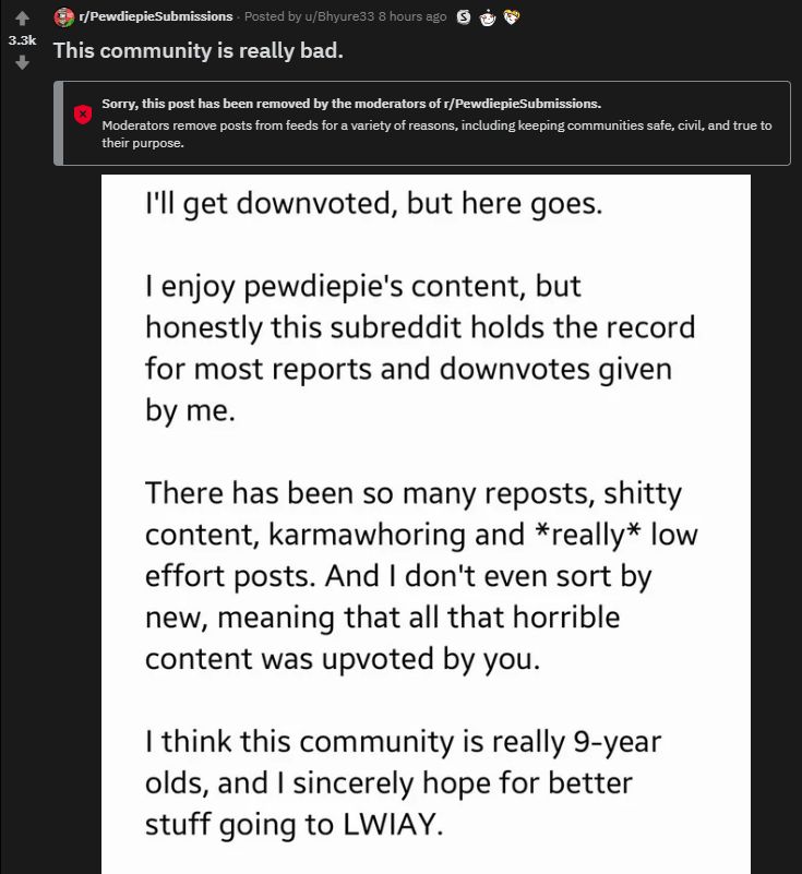 the mods fucking removed it | Scrolller