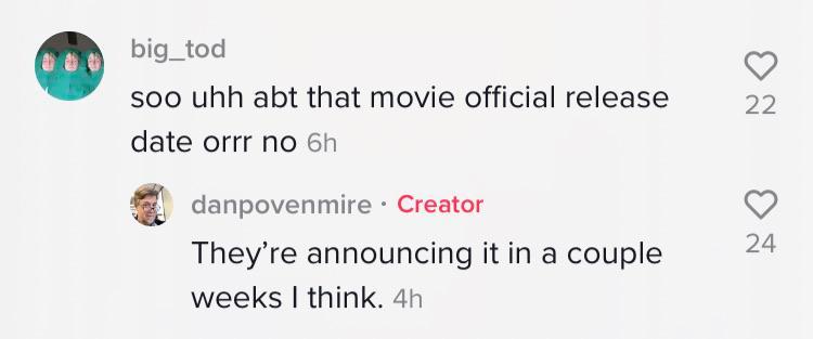 The movie’s release date will be announced in a couple of weeks | Scrolller