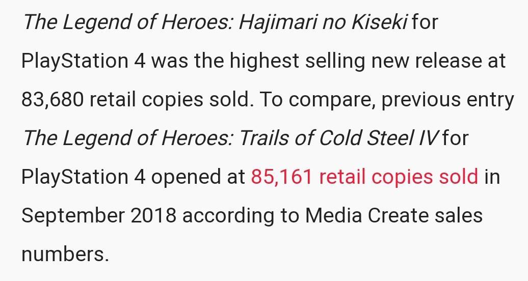 The new The legend of Heroes is a success | Scrolller