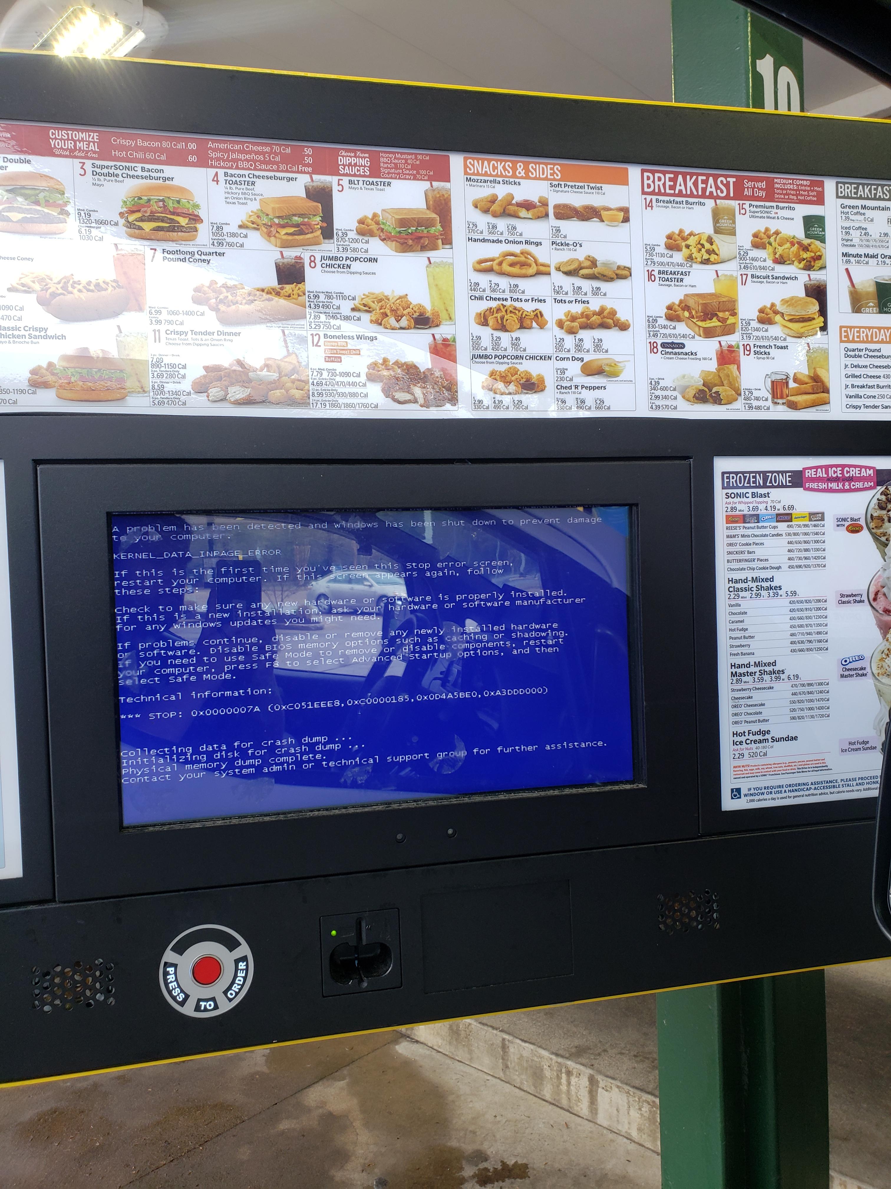 The notorious Blue Screen of Death, @ Sonic | Scrolller