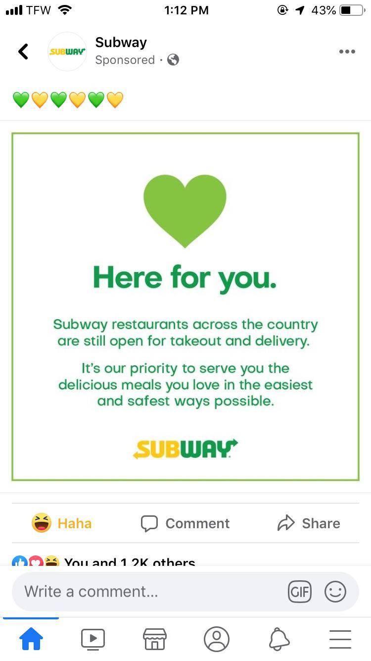 The official statement from Subway. | Scrolller