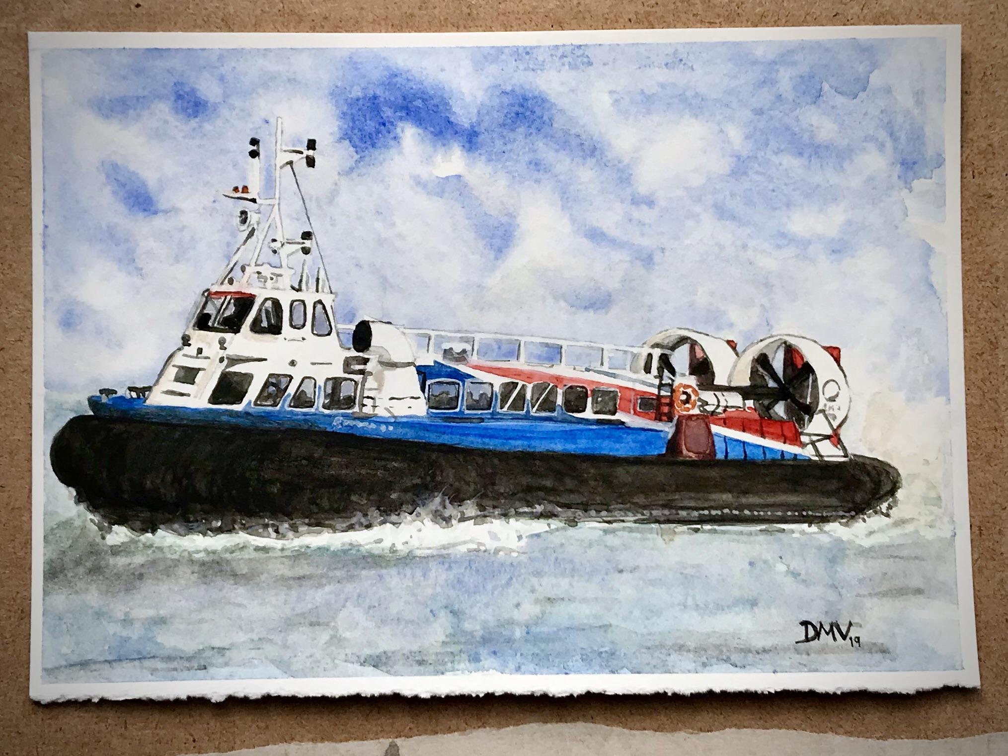 The old Freedom 90 Hovercraft in watercolour. As per the request of my Hover enthusiast son ...