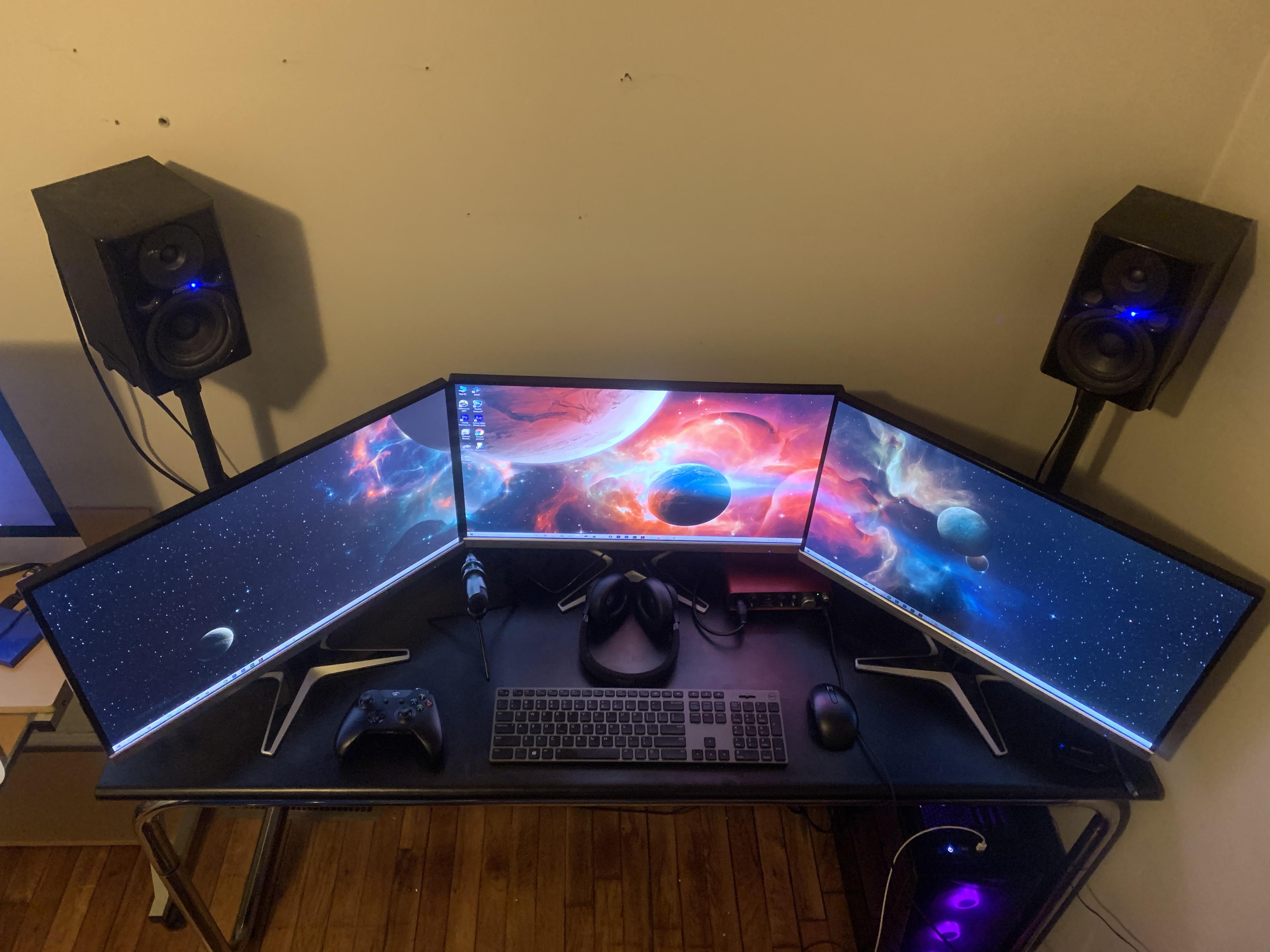 The room aesthetics need some work, but here is my WFH editing workstation/gaming set up ...