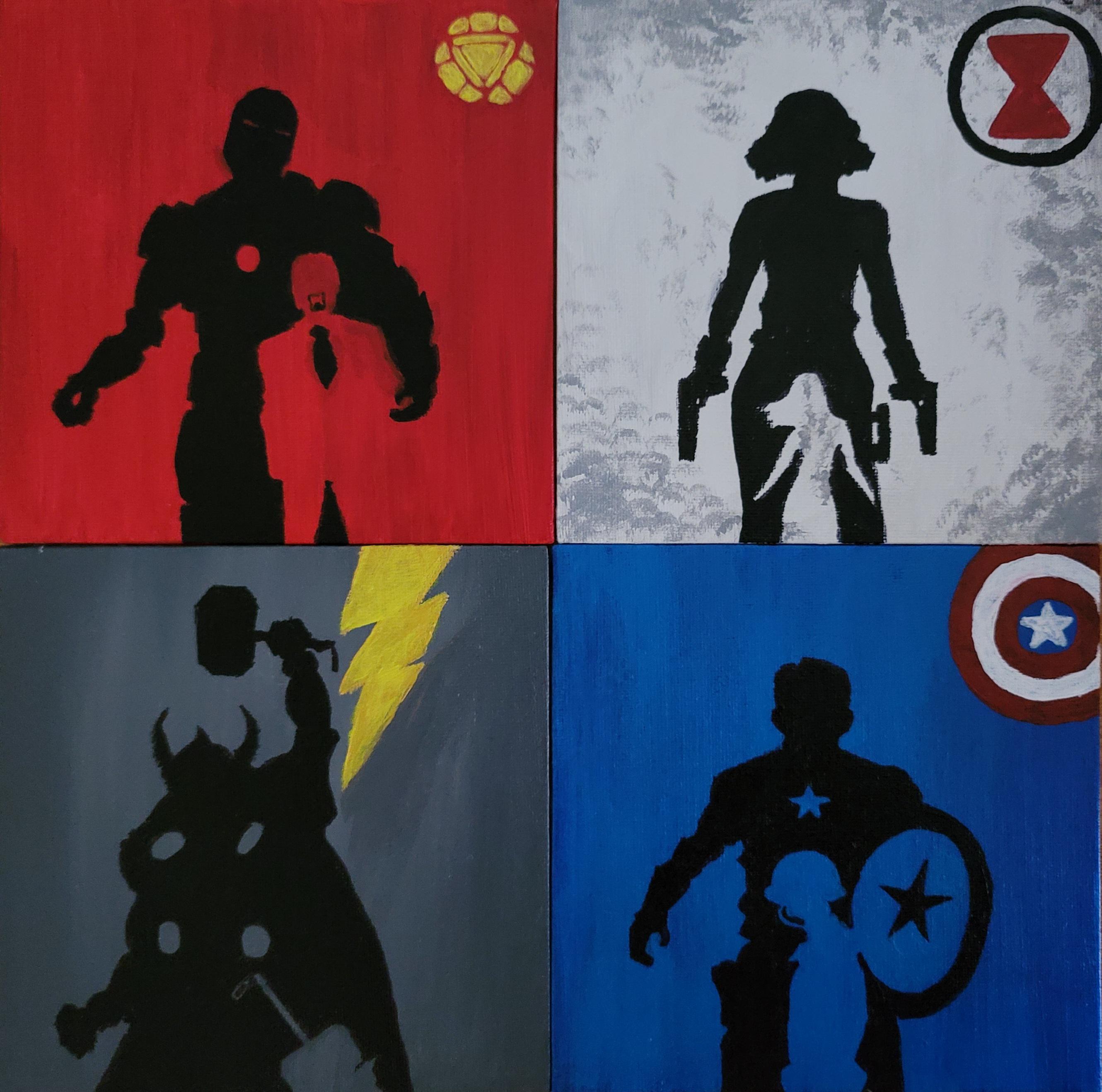 The Shadows of the Best Original Avengers (acrylics) | Scrolller