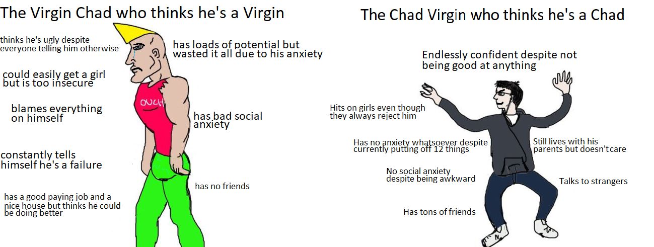 The Virgin Chad Who Thinks Hes A Virgin Vs The Chad Virgin Who Thinks 5718