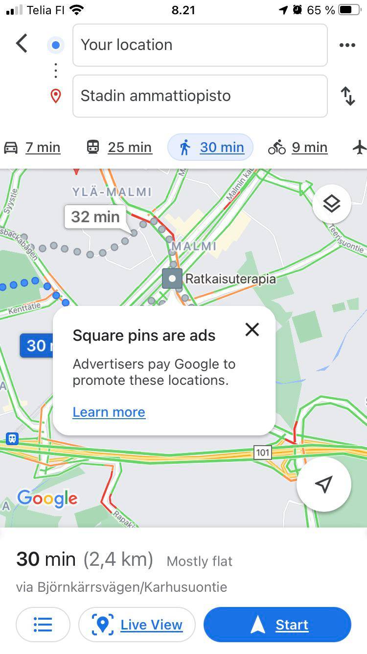 There are now separate square advertisement pins in Google Maps. And they show up when you’ve ...