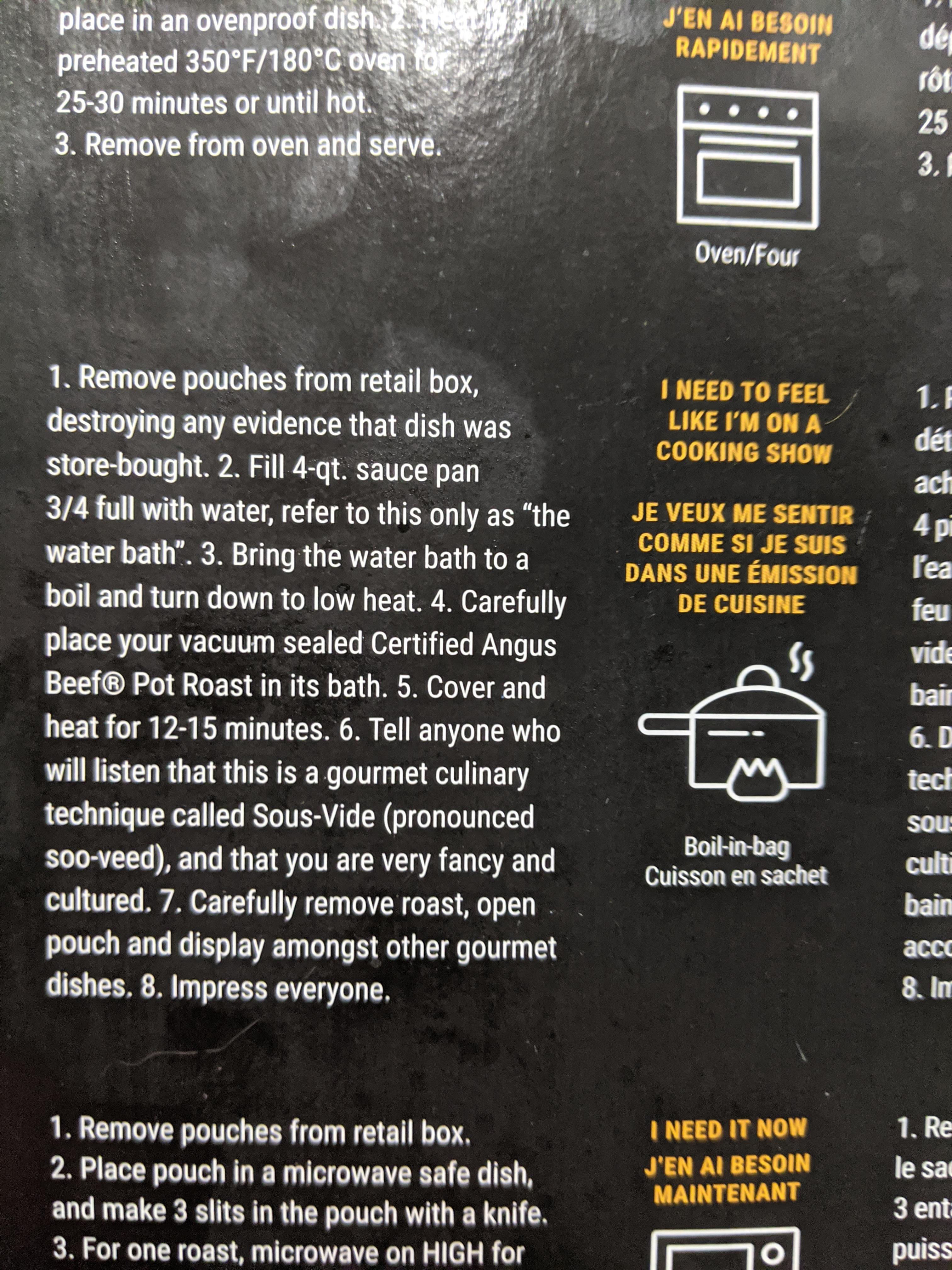 These directions on my Costco frozen pot roast. | Scrolller