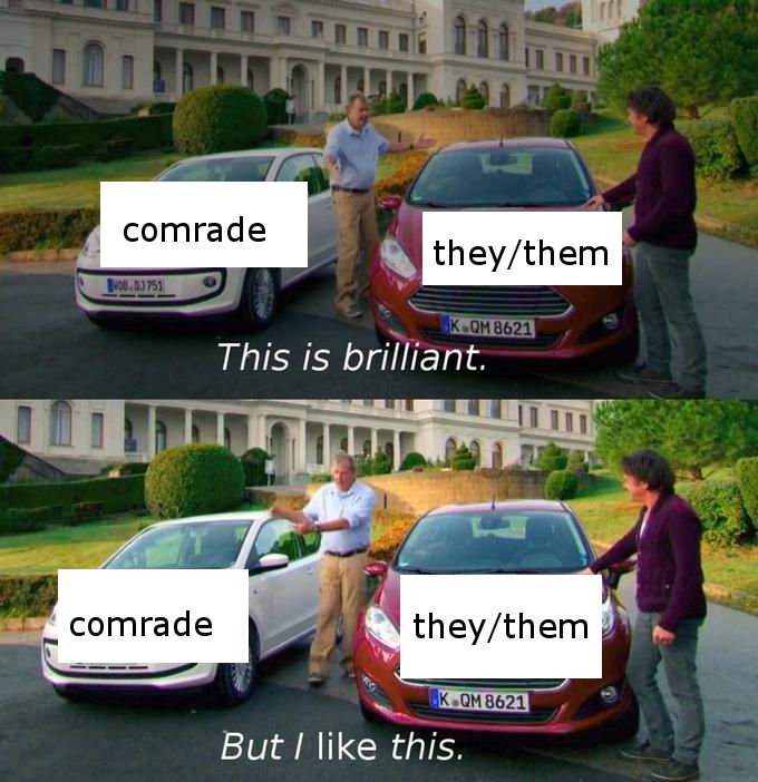 Comrade is the best gender neutral pronoun, we all know its true. | Scrolller