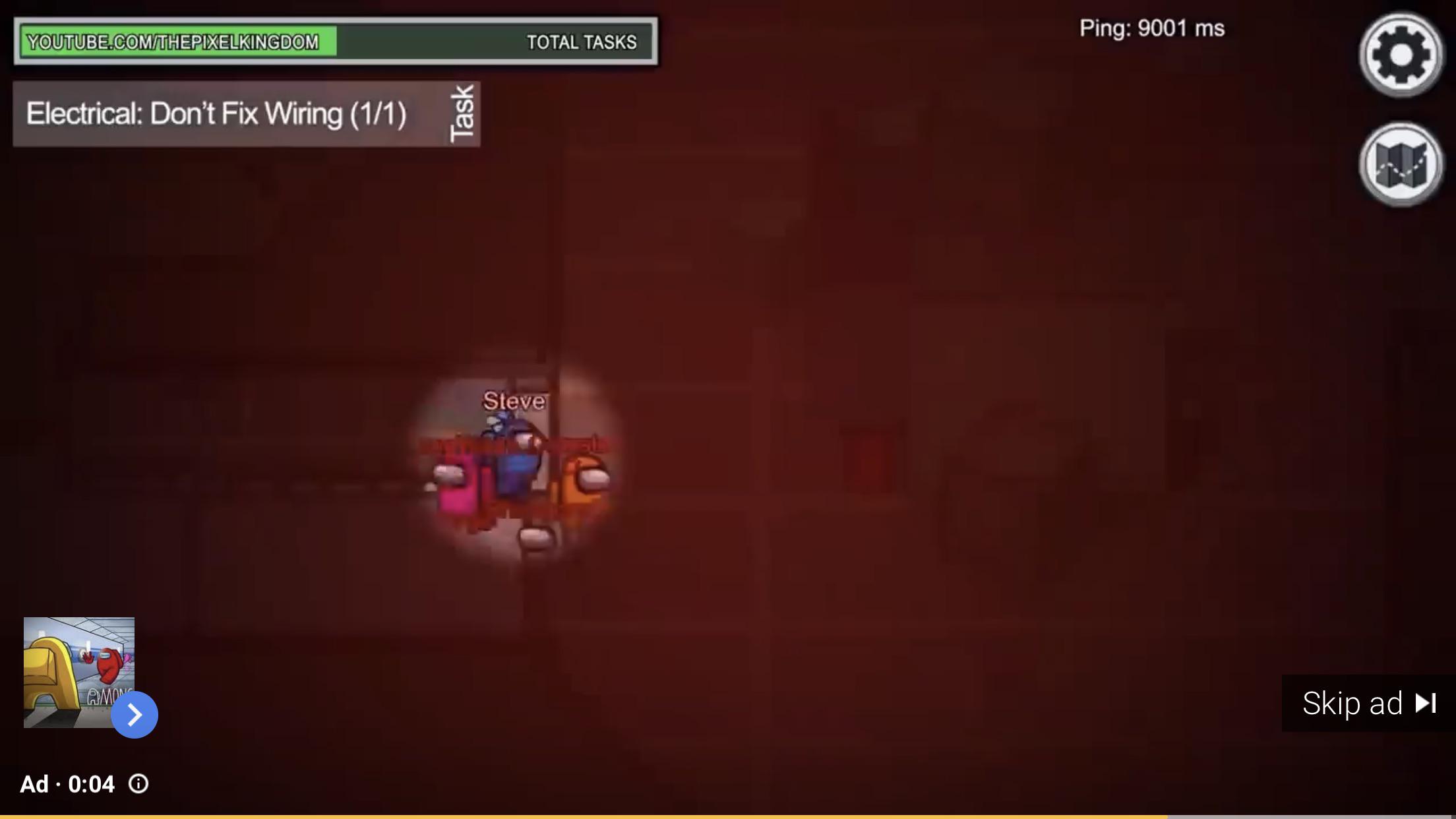 this ad for an among us scam game website literally used a clip from ThePixelKingdom’s 99 ...