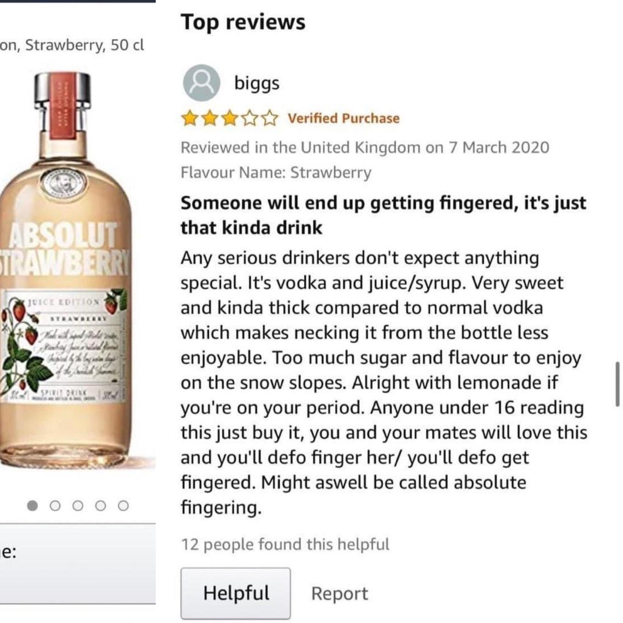 This Amazon review of the new Absolut vodka | Scrolller