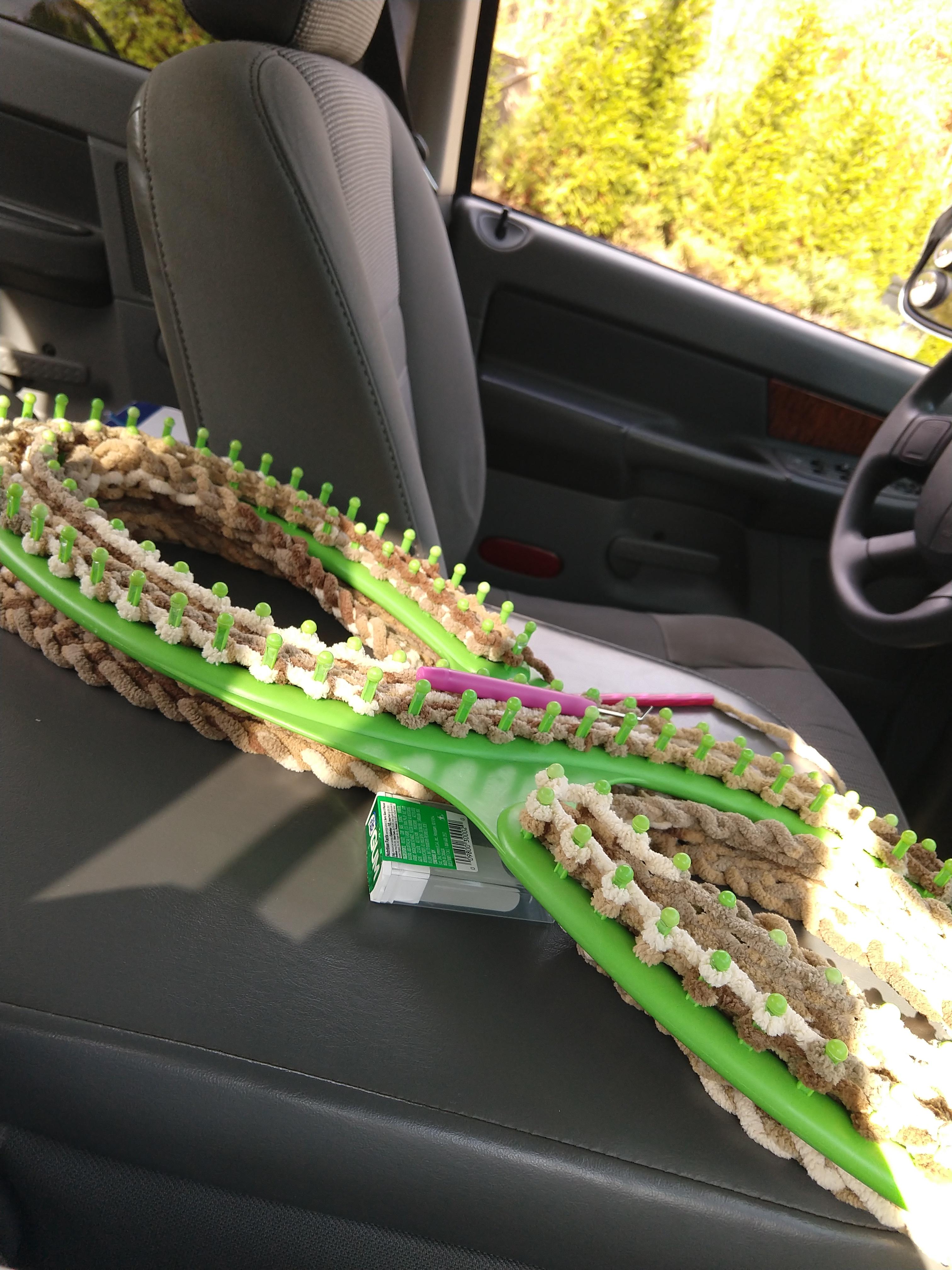 This is my first time using an infinity loom!!! Working on an afgahn for my christmas angel ...