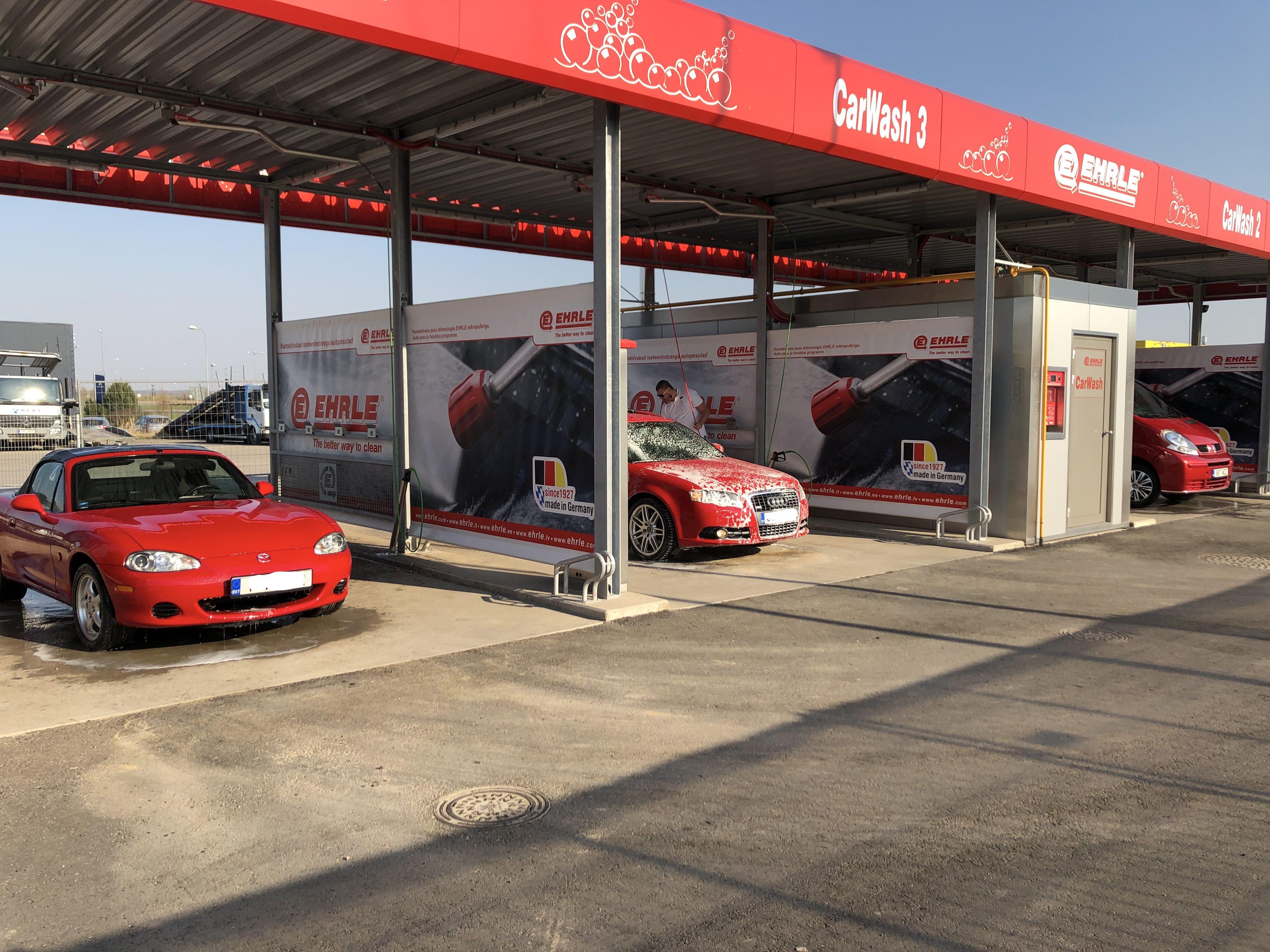 Three red cars in a red carwash | Scrolller
