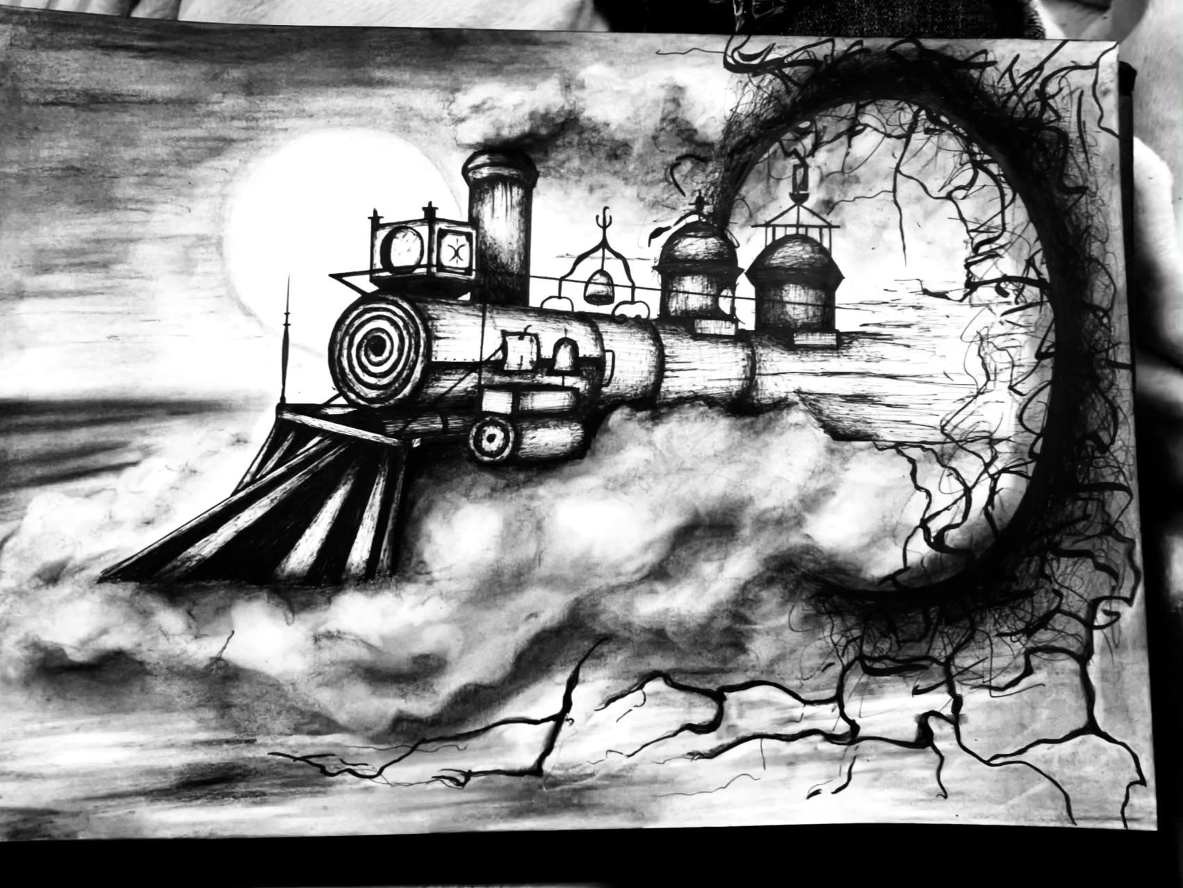 Through the void, me, ink&charcoal, 2021 | Scrolller