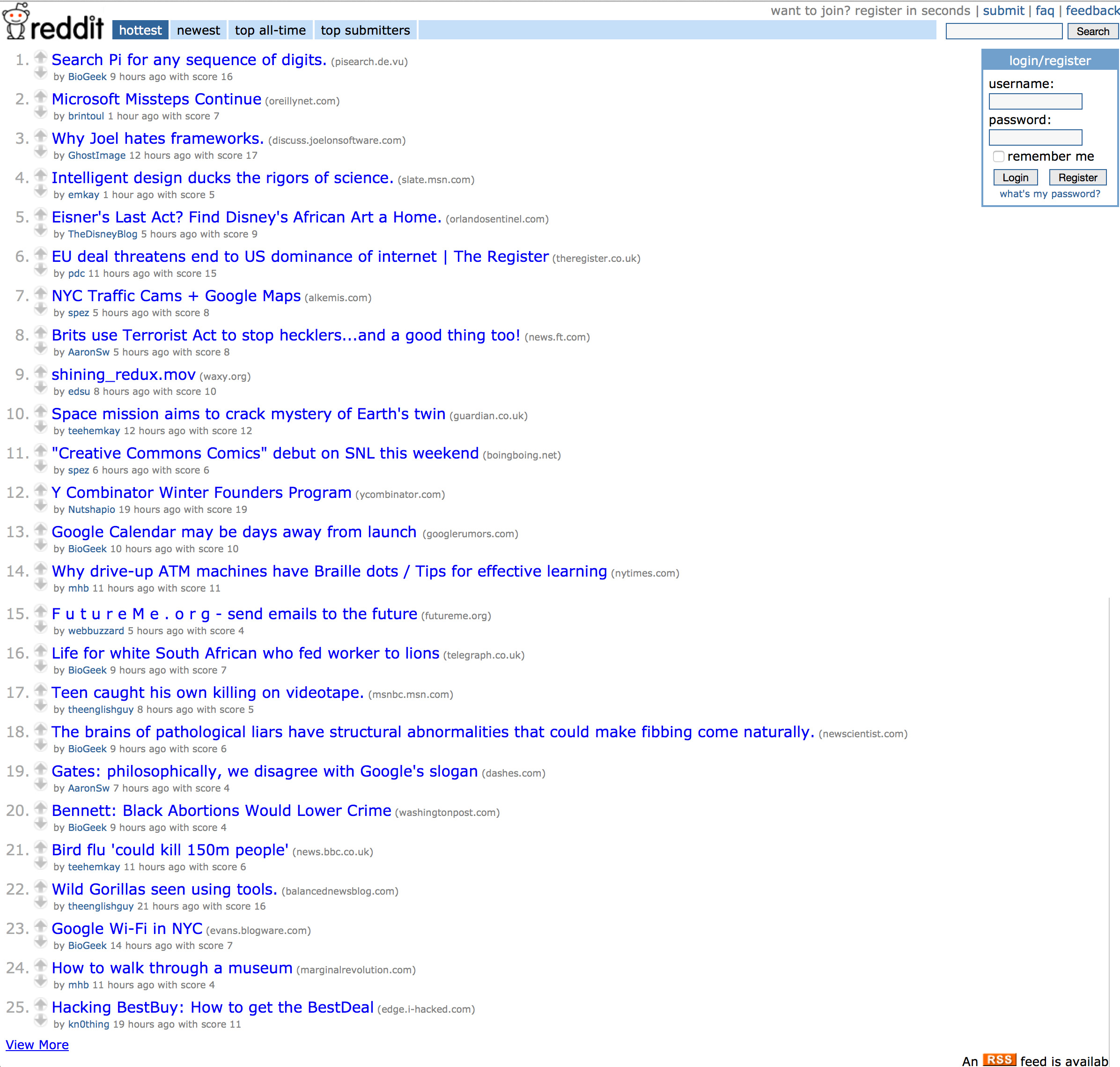Throwback to the Front Page of Reddit from October 1st 2005 | Scrolller