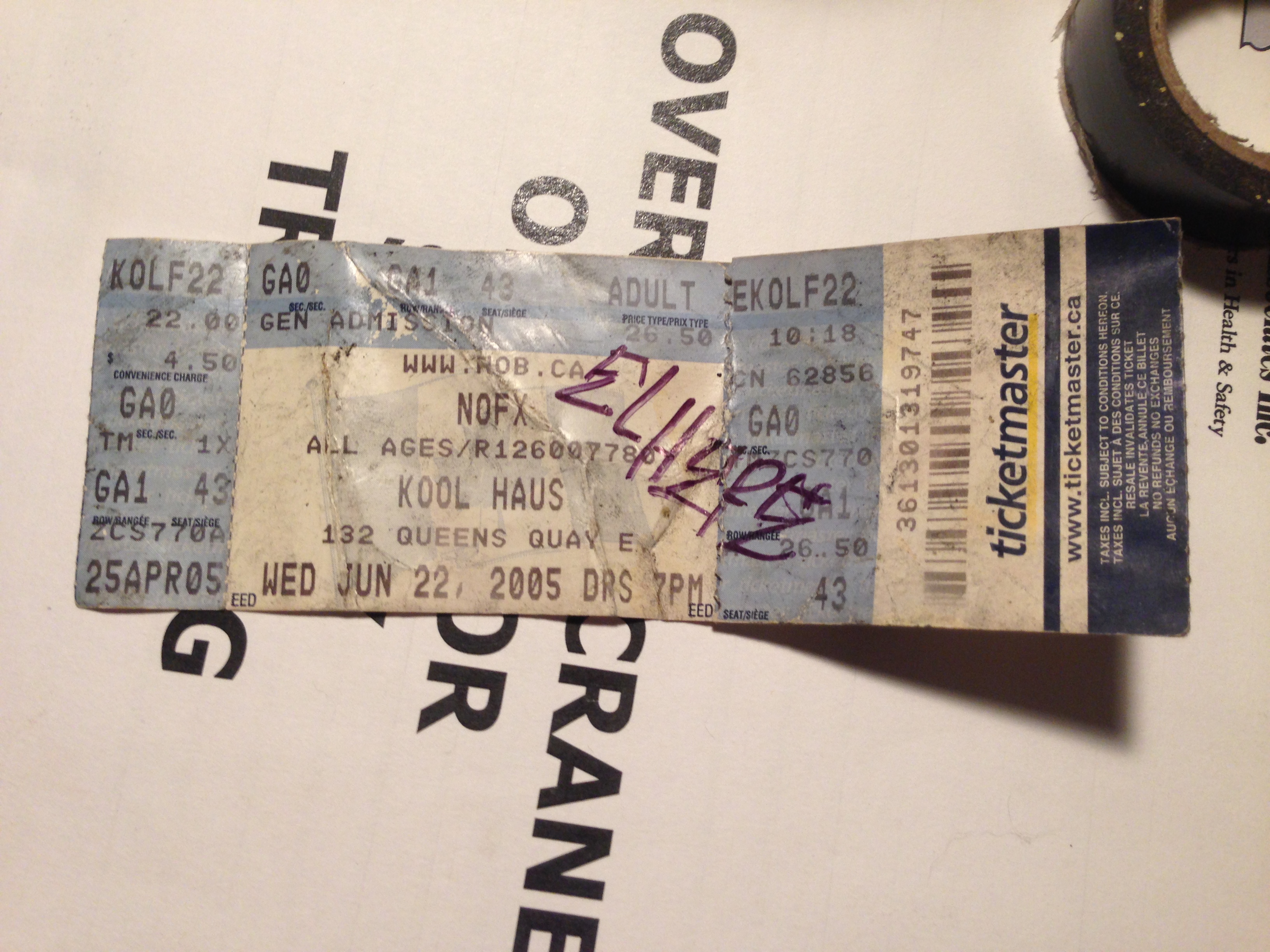 Ticket from a show I went to 10 years ago. | Scrolller