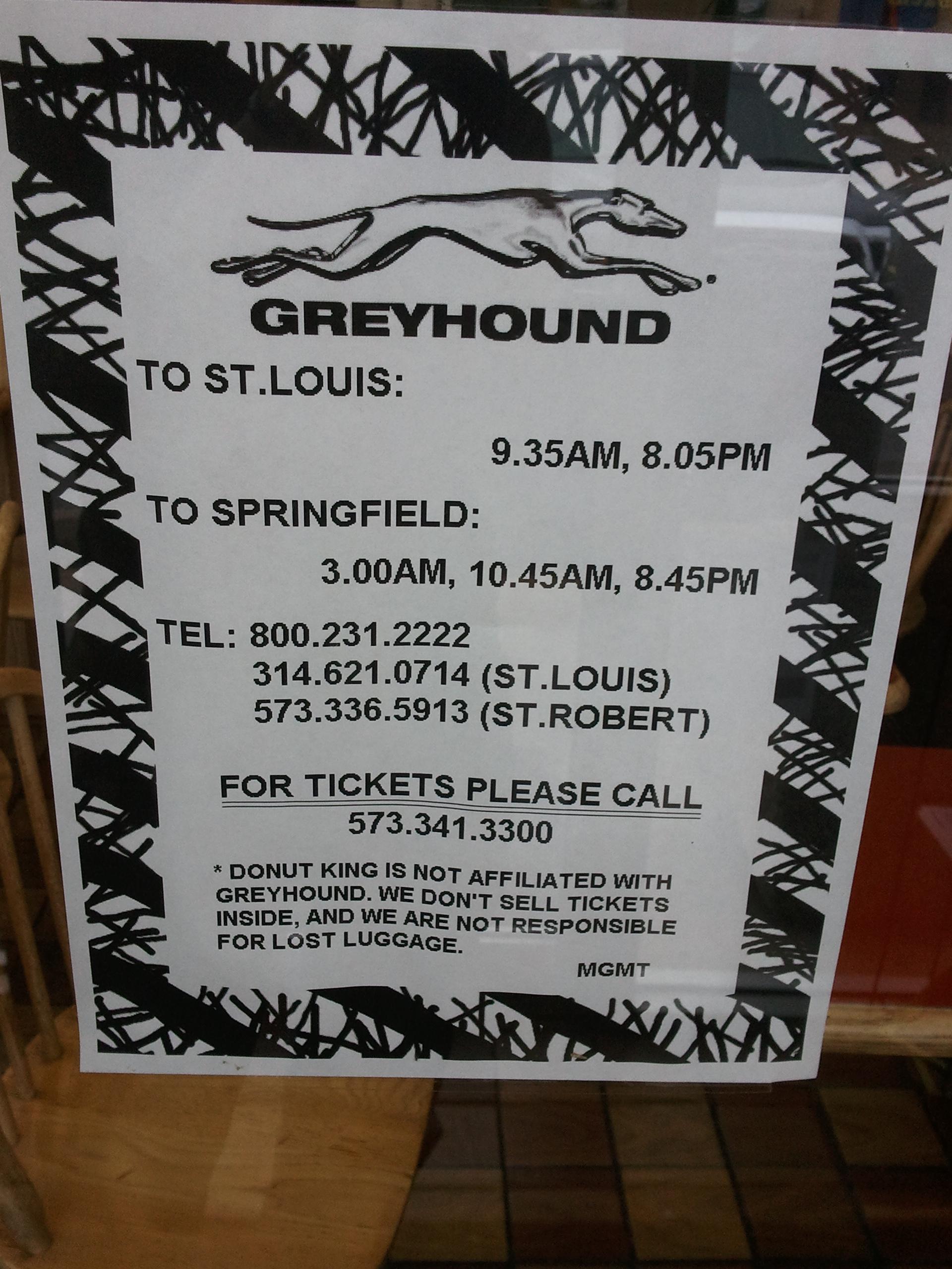 TIL Donut King has a Greyhound bus pickup to St. Louis and Springfield | Scrolller