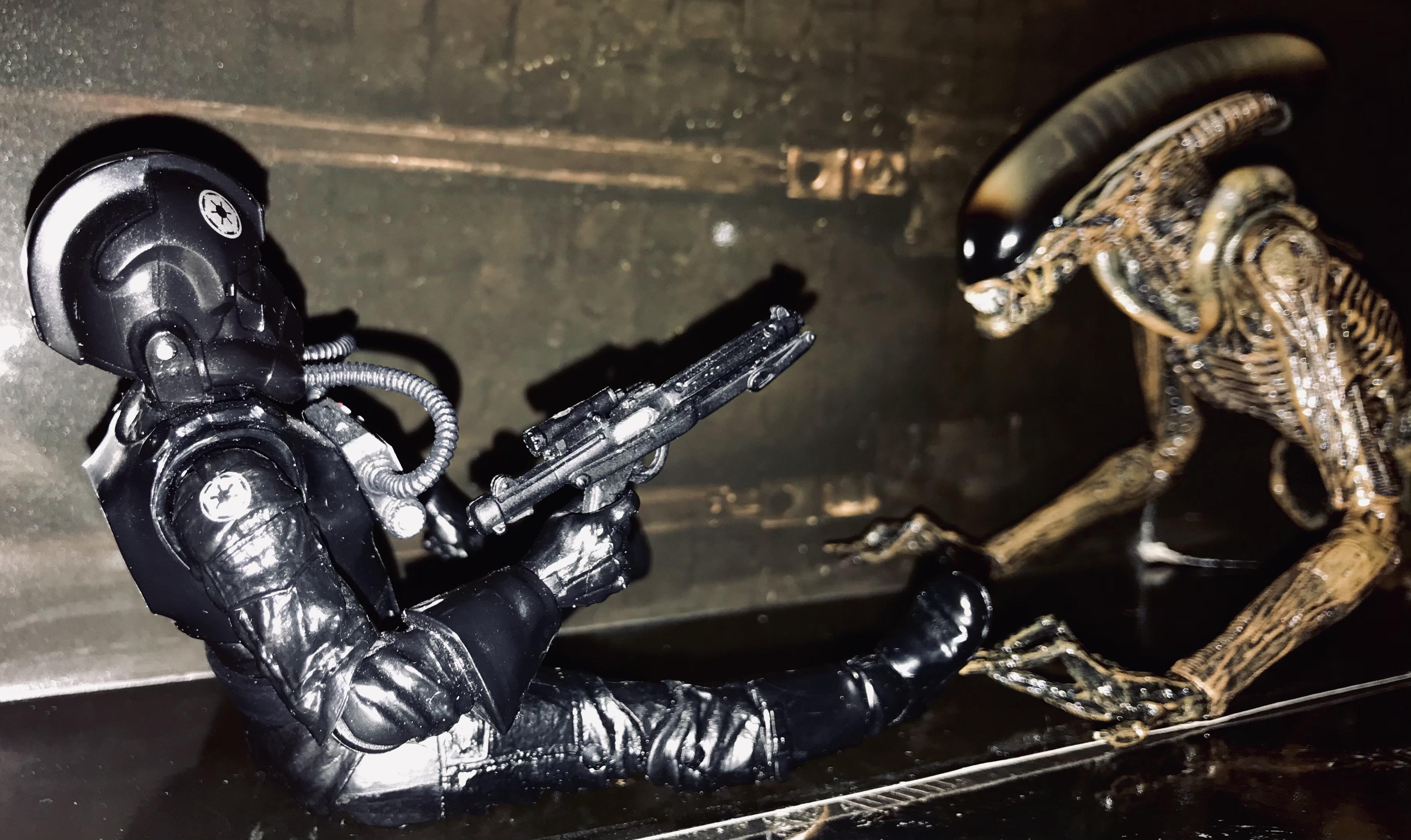 Toy Photo done by me, with an imperial TIE pilot and an alien from the movie ALIEN 3 | Scrolller