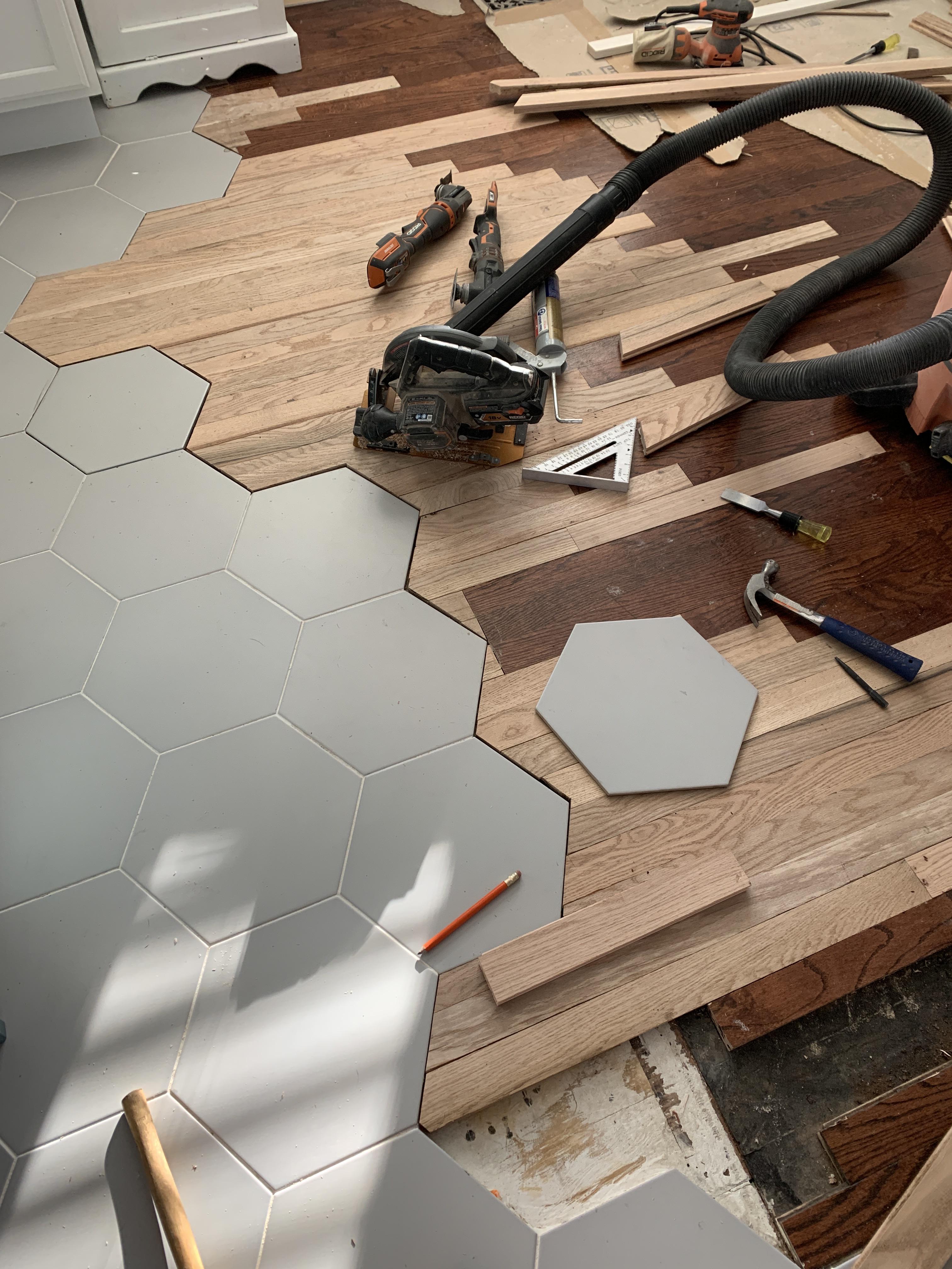 Transition for our kitchen remodel and my first big project. | Scrolller