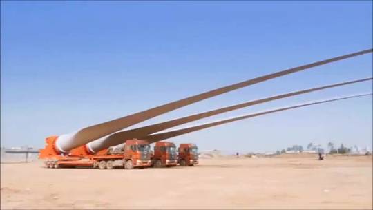 Transporting wind turbine blades in difficult terrain | Scrolller