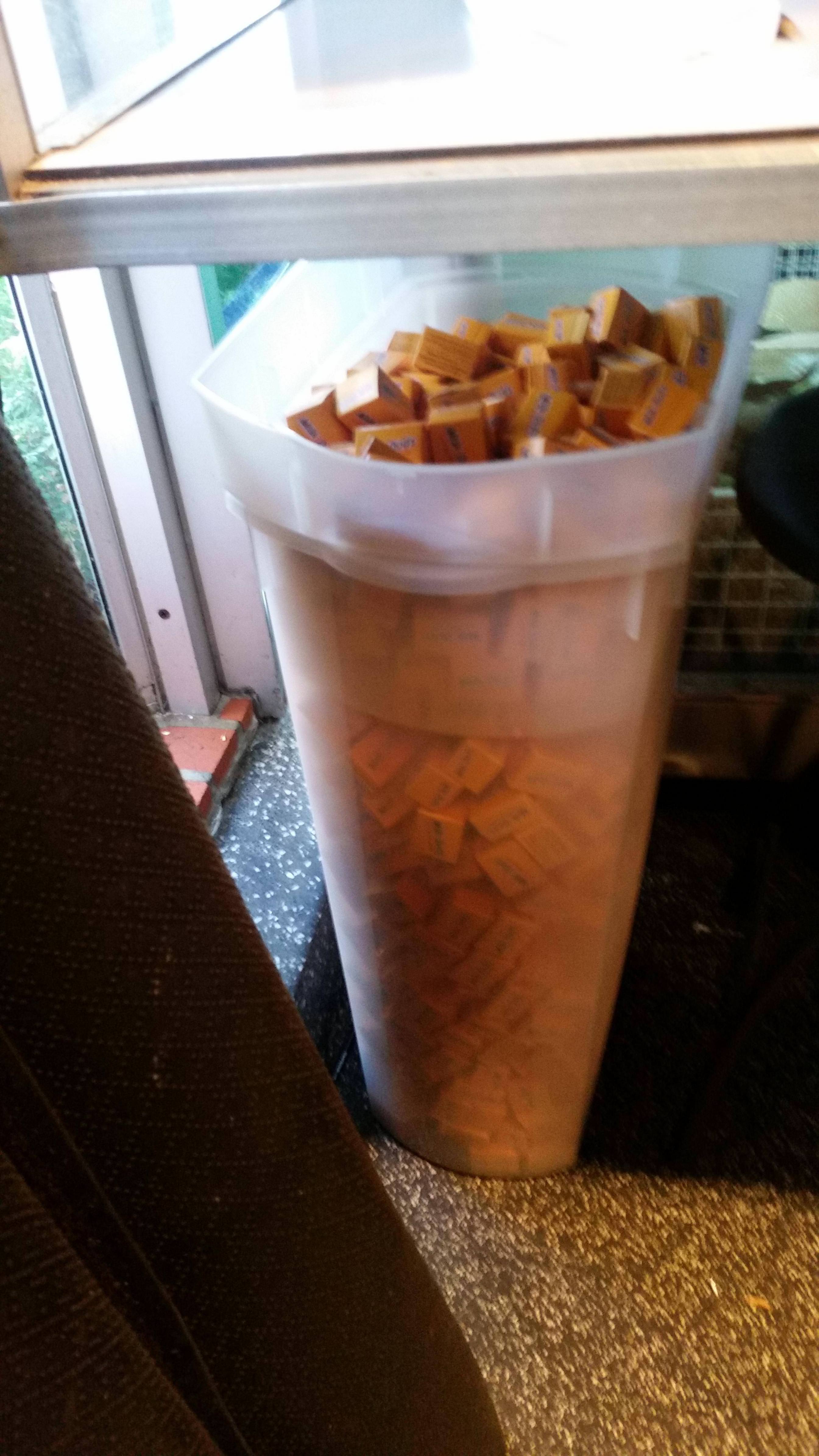 Trash can full of milk duds | Scrolller