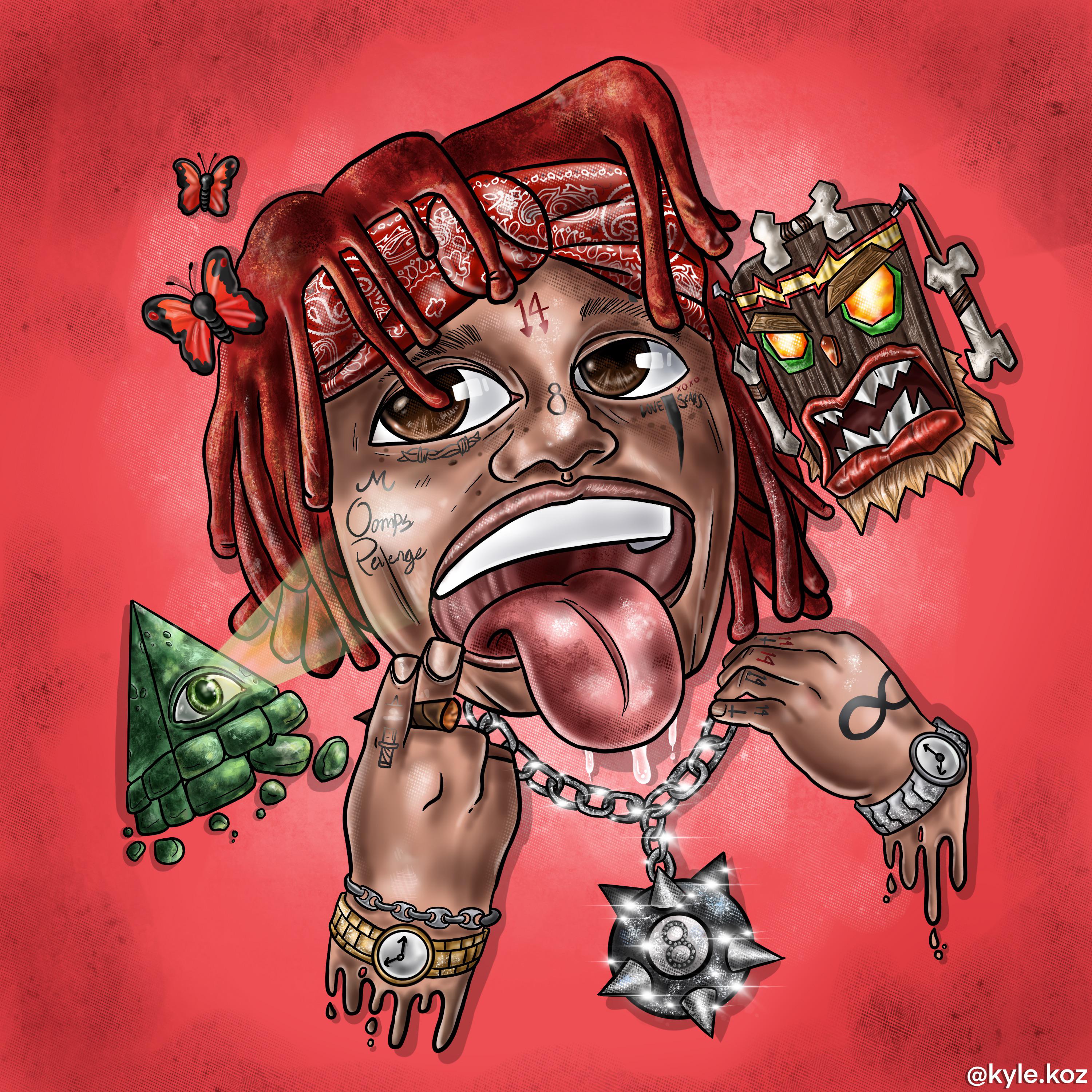 Trippie Redd cartoon I drew, let me know what you guys think! IG: @kyle.koz | Scrolller