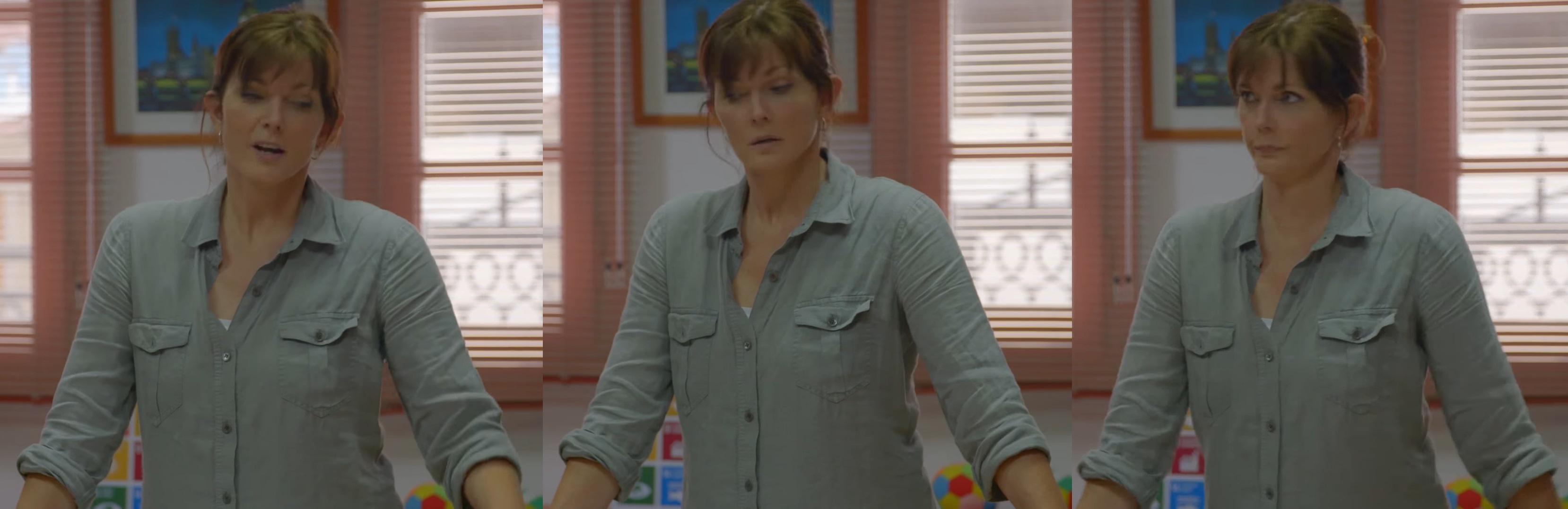 TV presenter sweating through her shirt | Scrolller