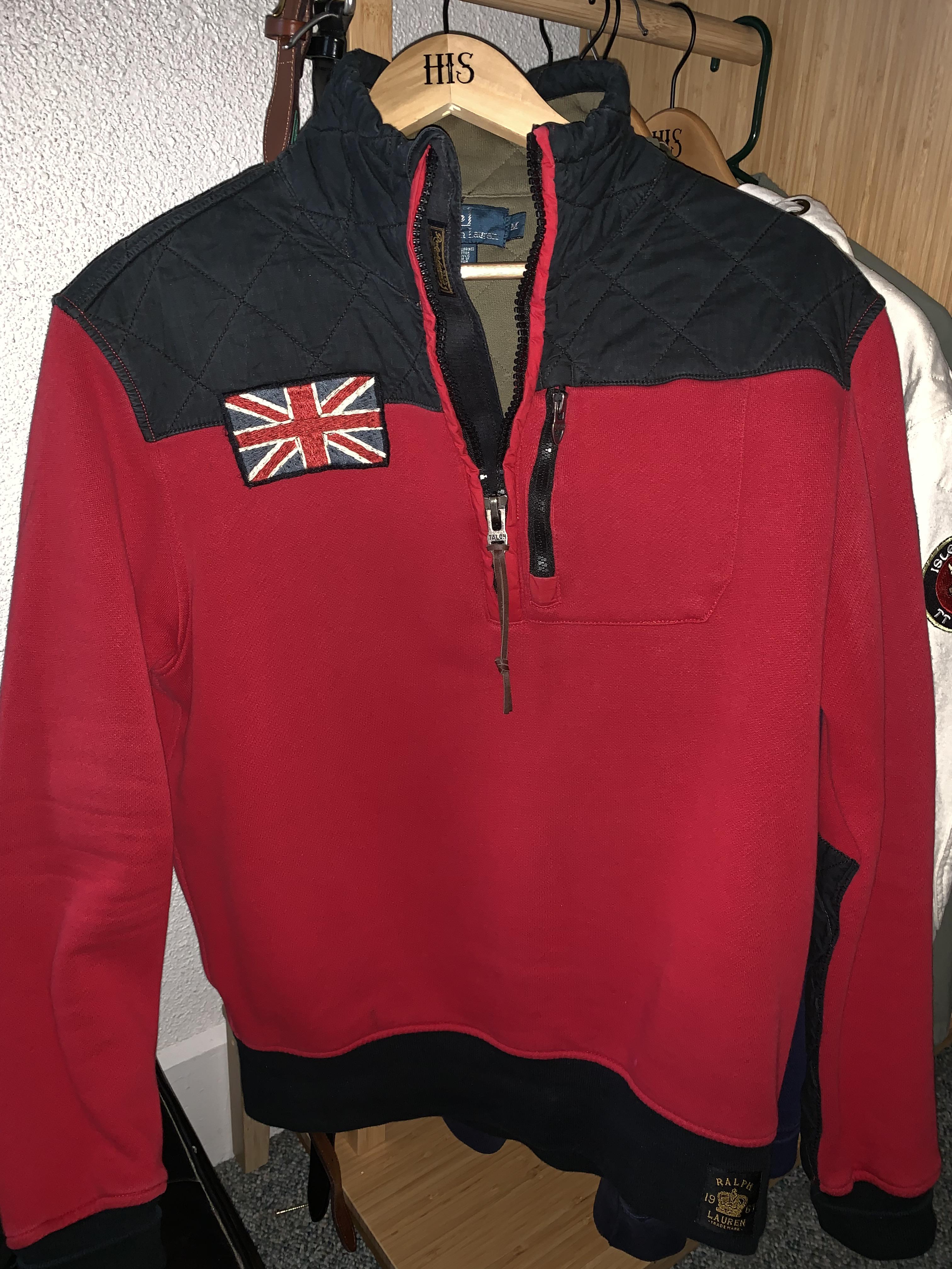 union jack moto 1/2 zip quilted | Scrolller