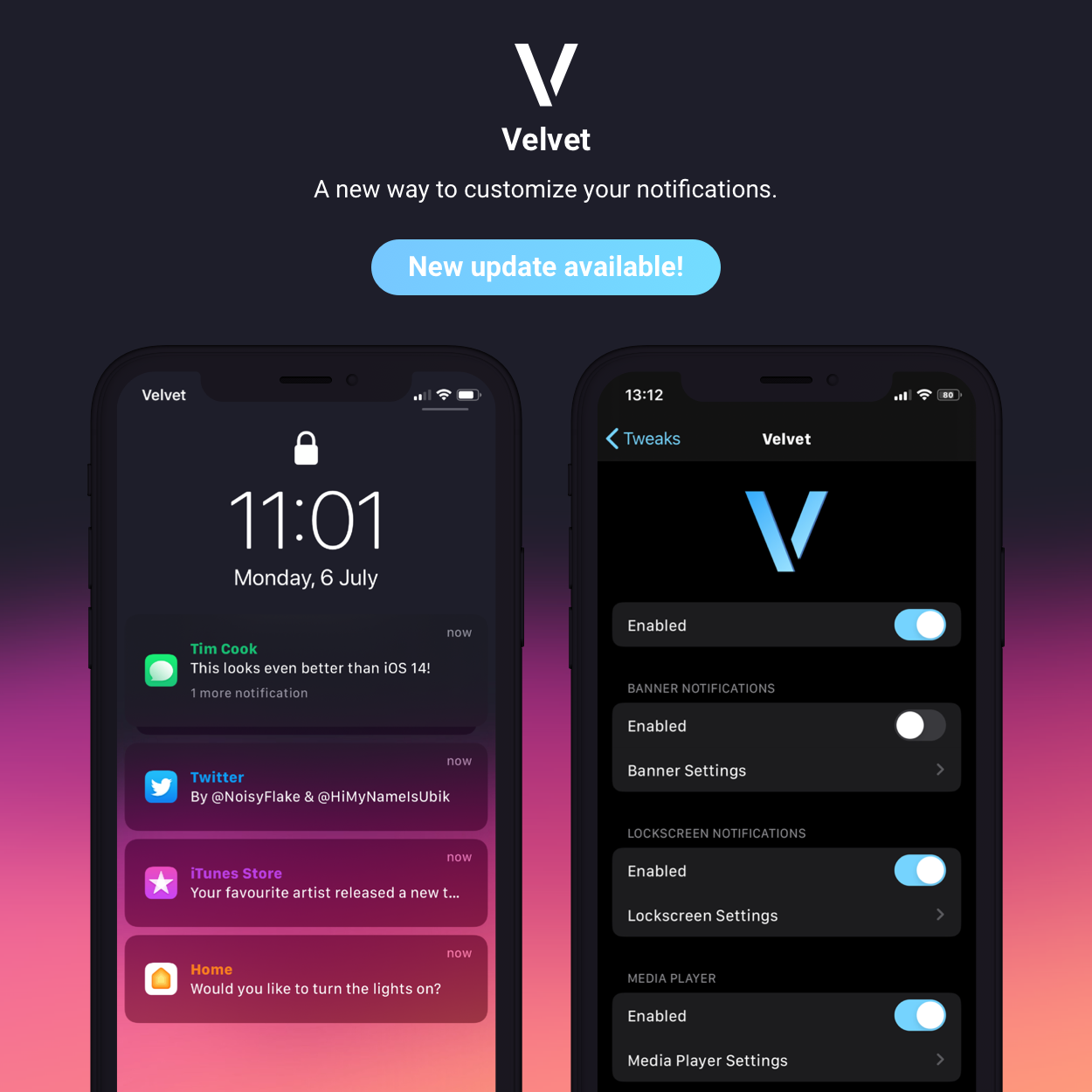 [Update] Velvet 1.0.1 - New features: Disable parts of Velvet, use app name as title and various ...