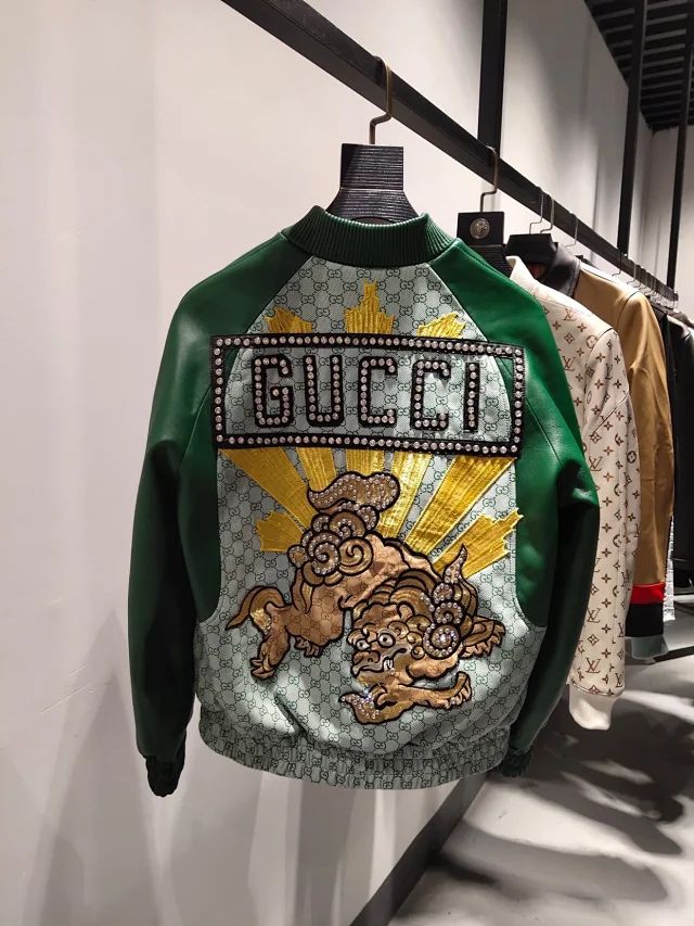 Very Rare Gucci X Dapper Dan Green Leather Jacket | Scrolller