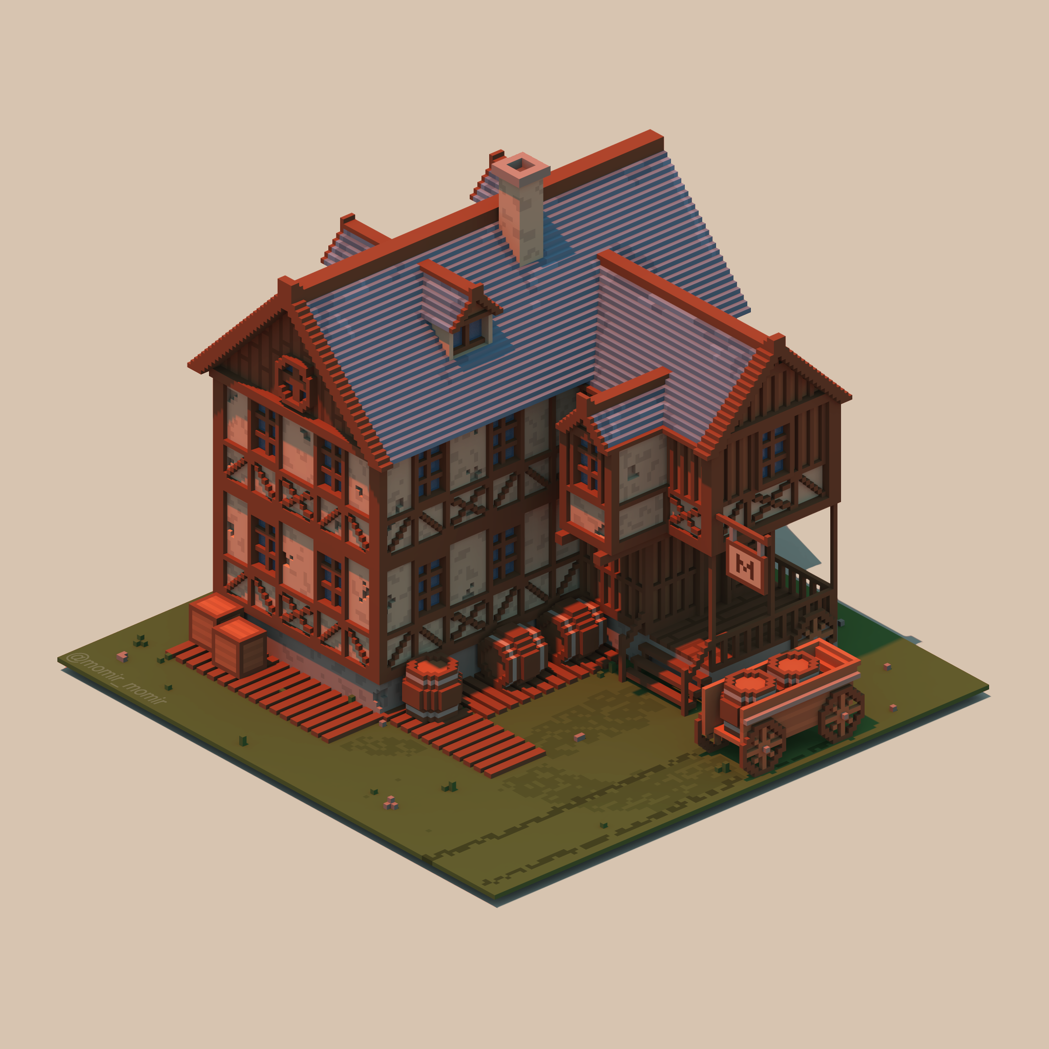Villa, Voxel Art, 2048x2048px | Scrolller