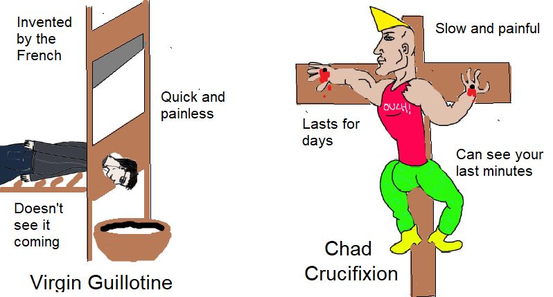 Virgin Guillotine vs Chad Crucifixion | Scrolller