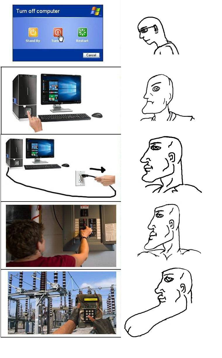 Virgin vs Chad turning off a computer | Scrolller