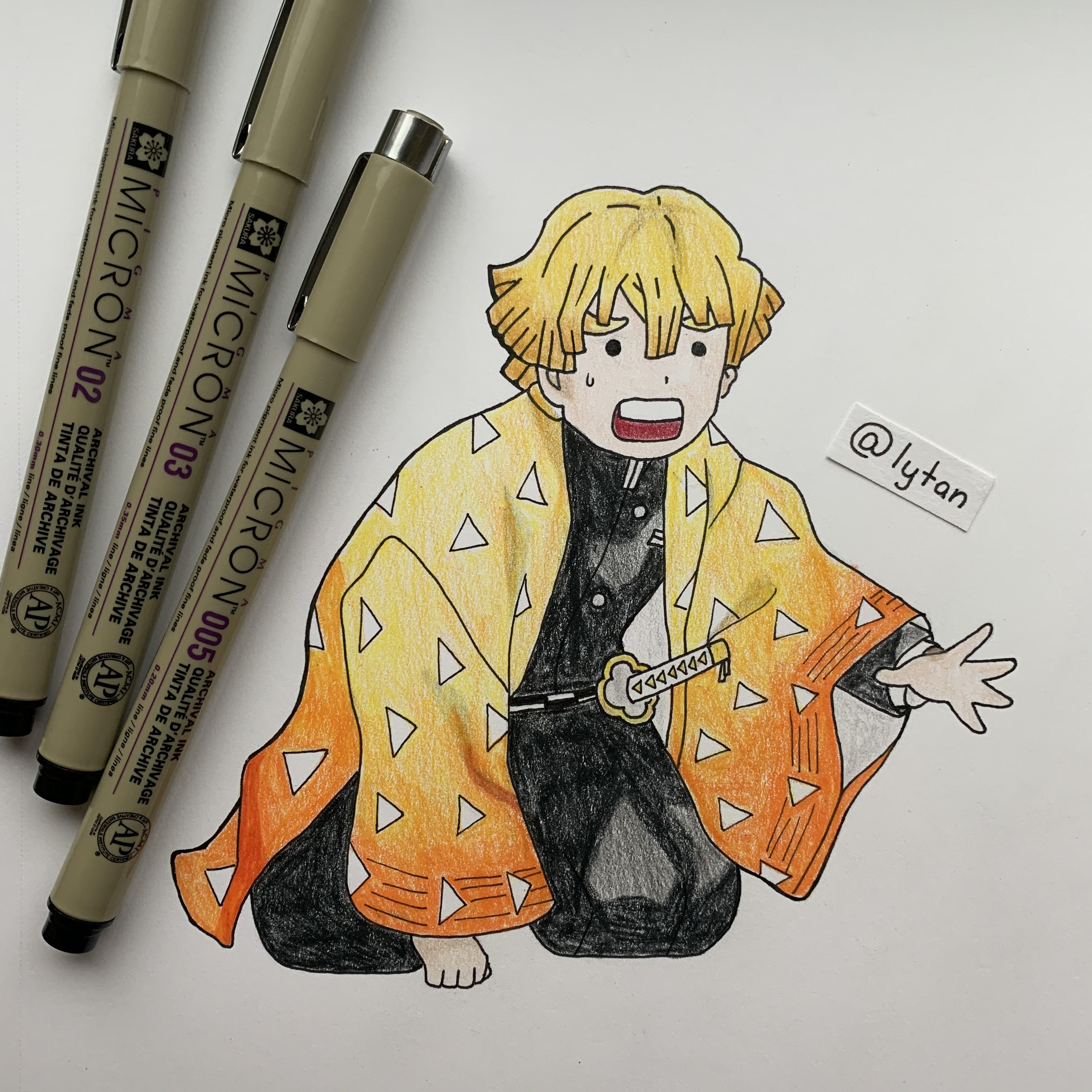 “W-wait, come back!” I made a drawing of Zenitsu :P | Scrolller