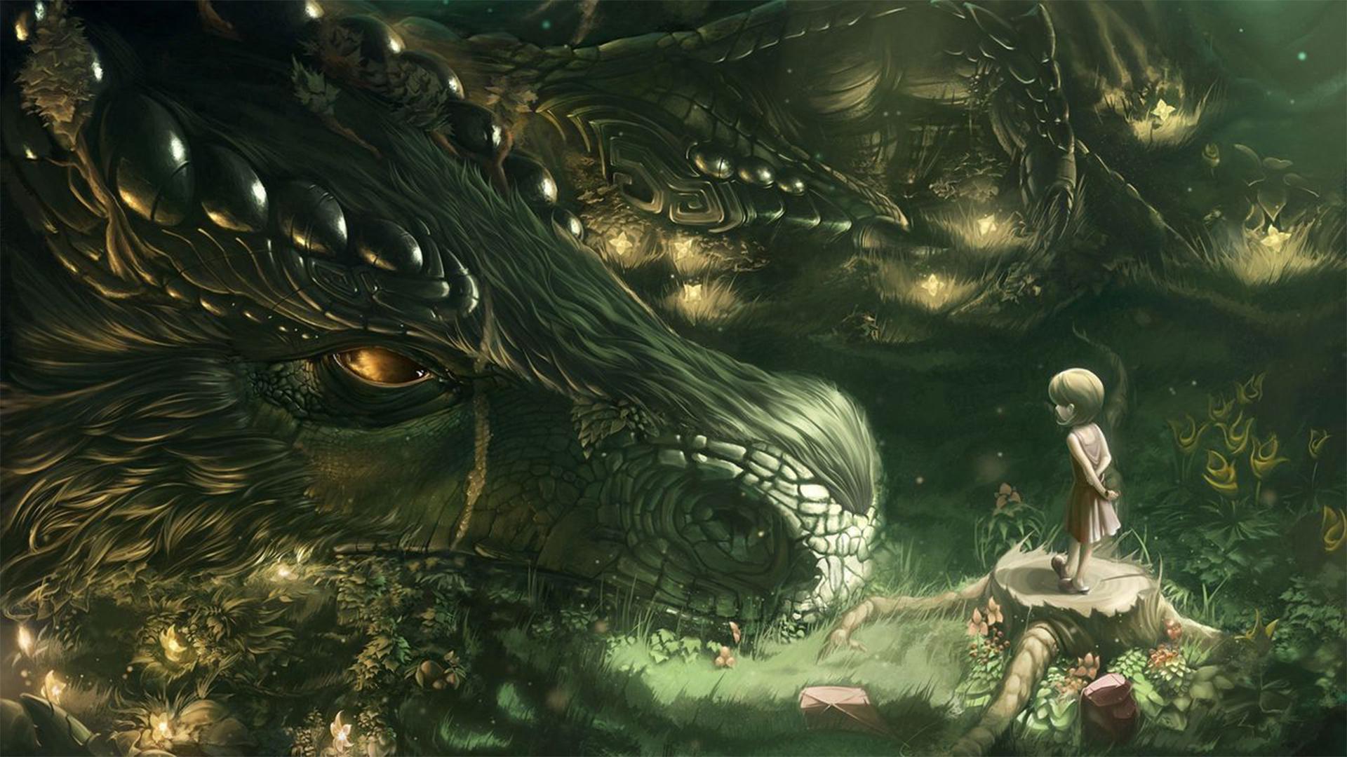 Wallpaper dragon, girl, forest, art [1920x1080] | Scrolller