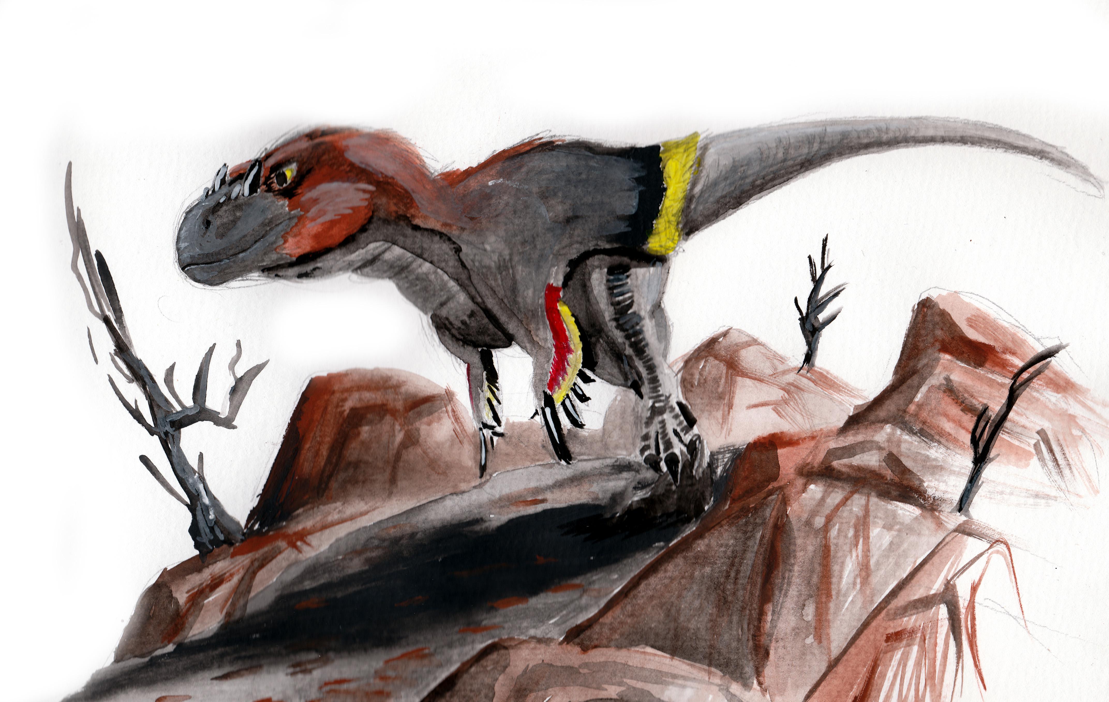 Watercolor Mountain Daspletosaurus by Jacob Wheeler | Scrolller