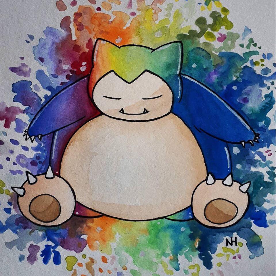 Watercolor Snorlax | Scrolller