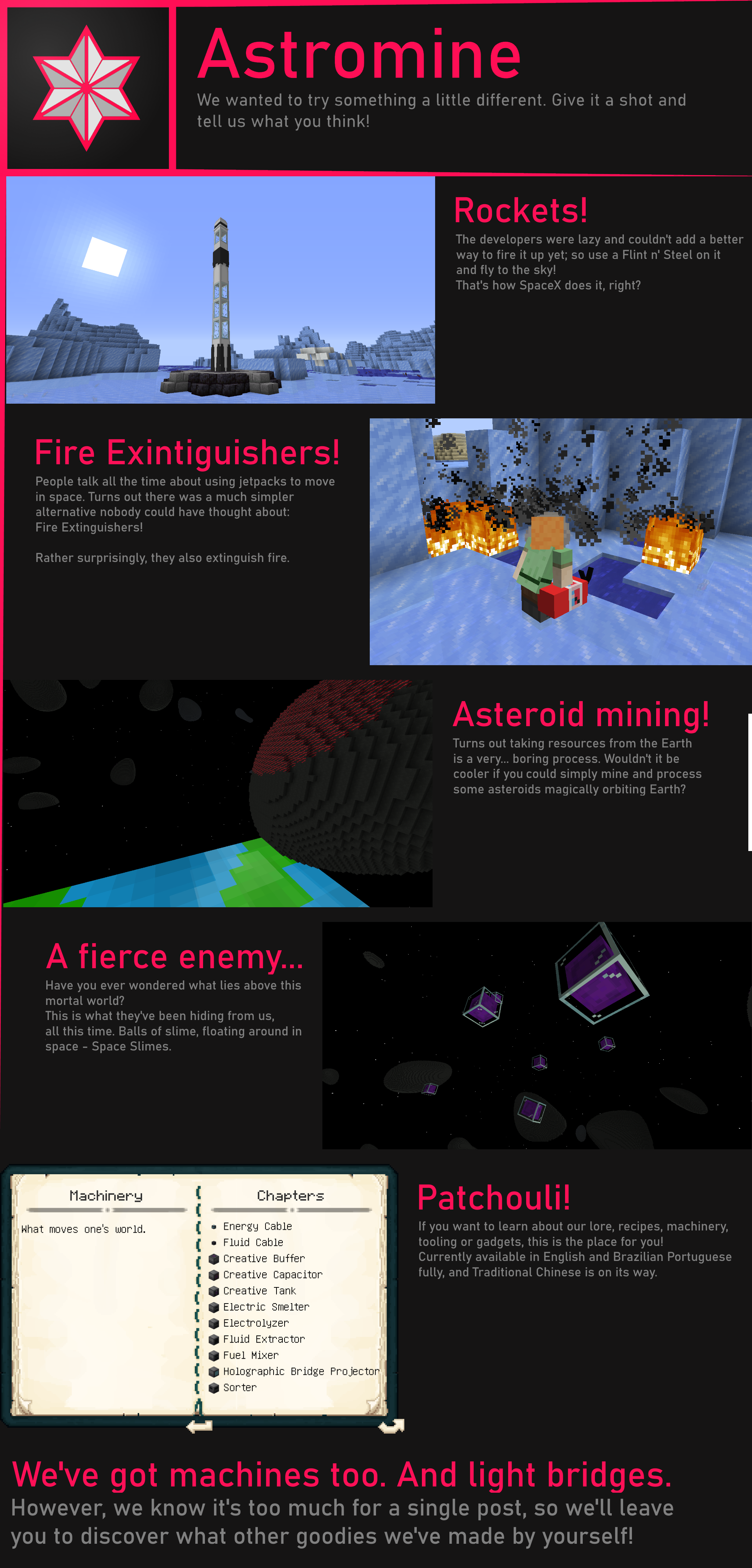 We just released our new mod, Astromine - rockets, floaty slimes ...